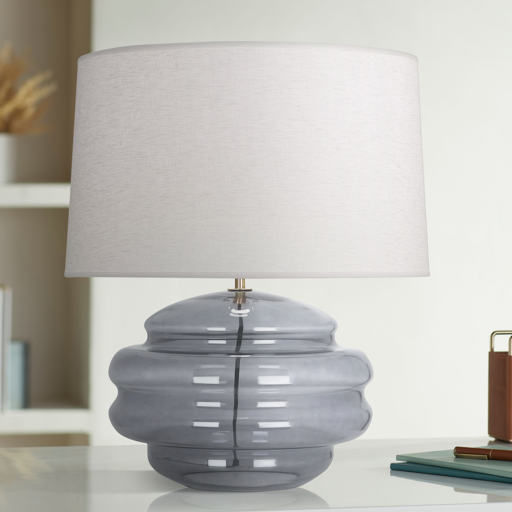 Horizon 17 1 2 High Smoke Gray Glass Accent Table Lamp
