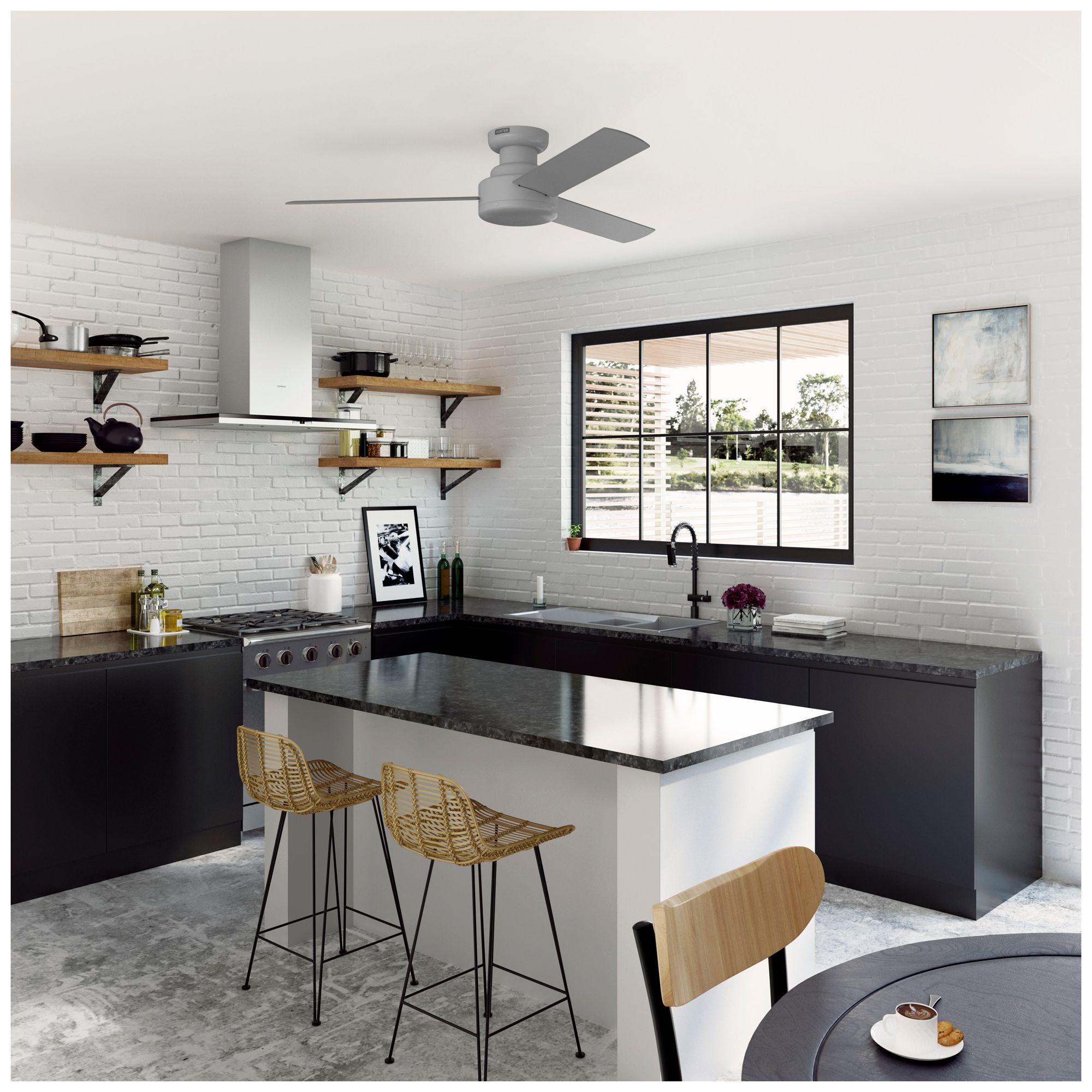 Hunter 52 inch Presto Dove Grey Low Profile Ceiling Fan and Wall ...