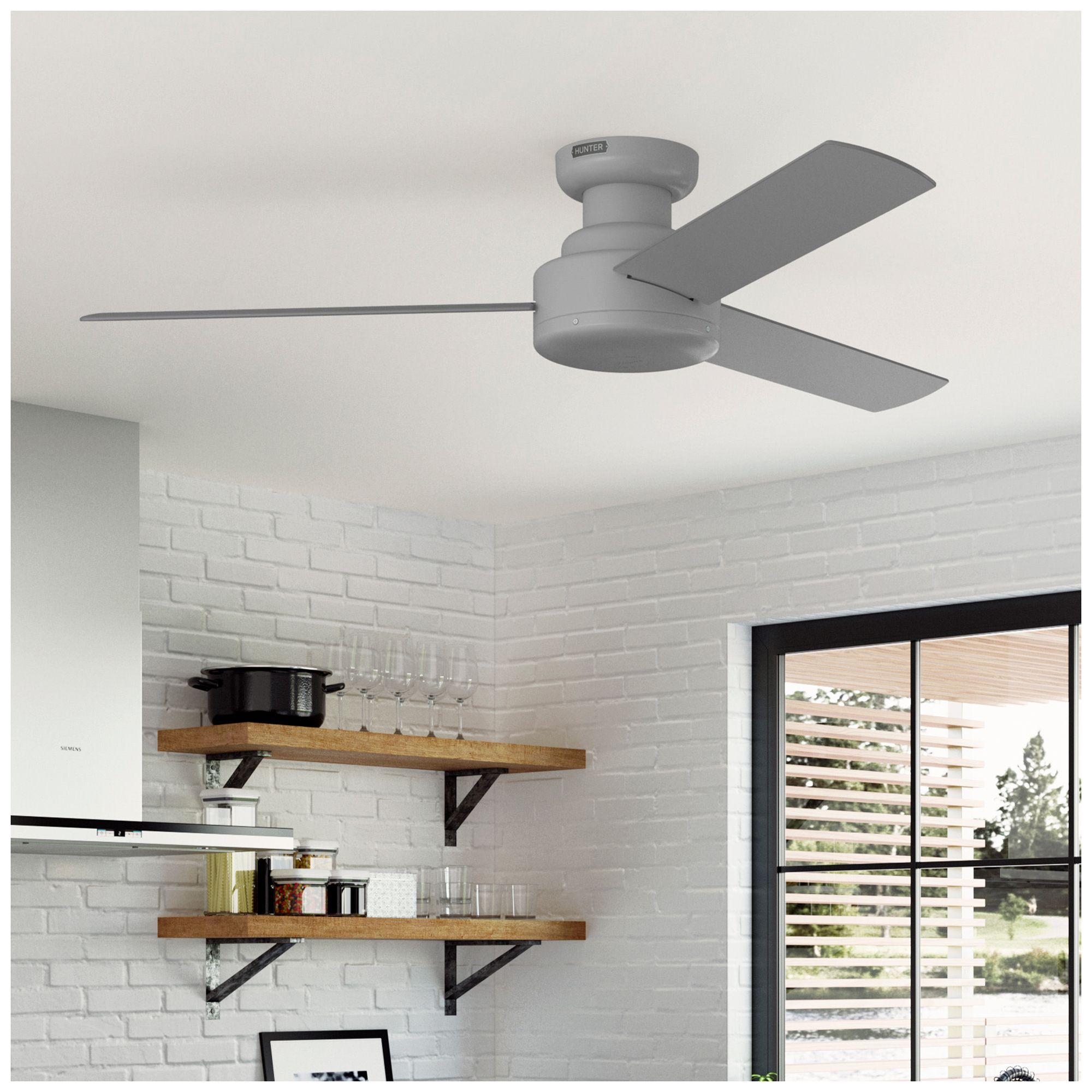 Hunter 52 inch Presto Dove Grey Low Profile Ceiling Fan and Wall ...