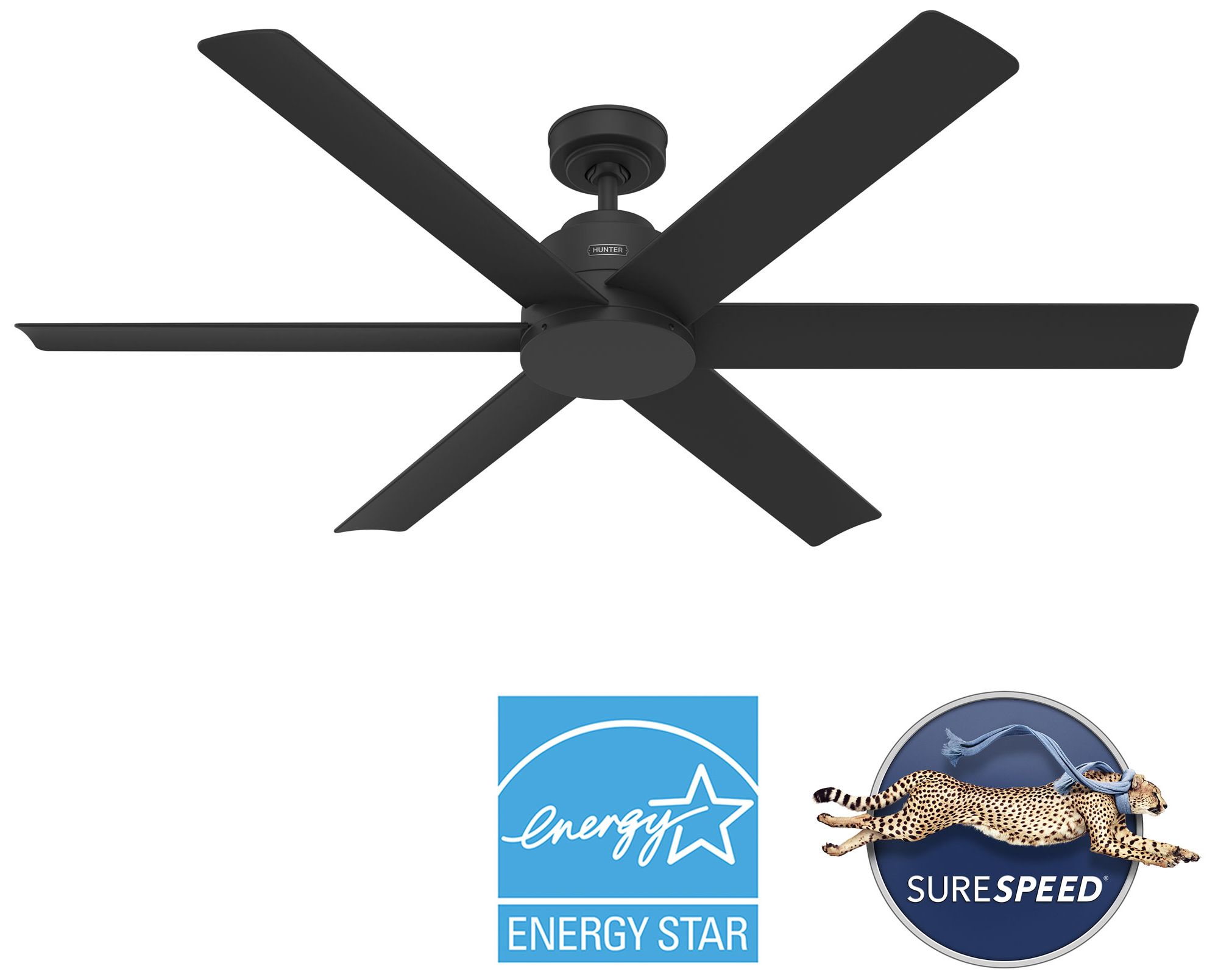 Hunter 60 inch Kennicott ENERGY STAR Matte Black Damp Rated Ceiling Fan ...