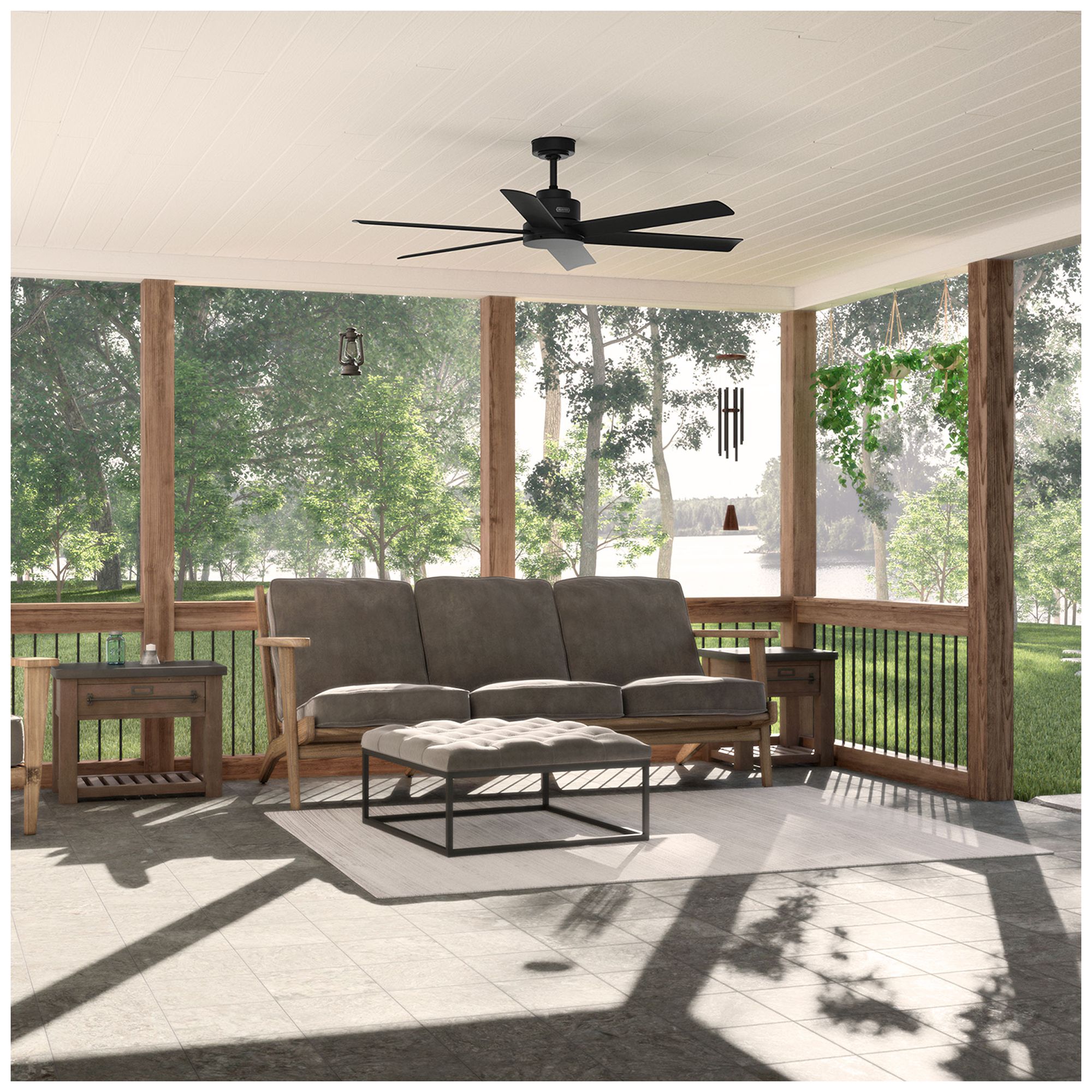 Hunter 60 inch Kennicott ENERGY STAR Matte Black Damp Rated Ceiling Fan ...