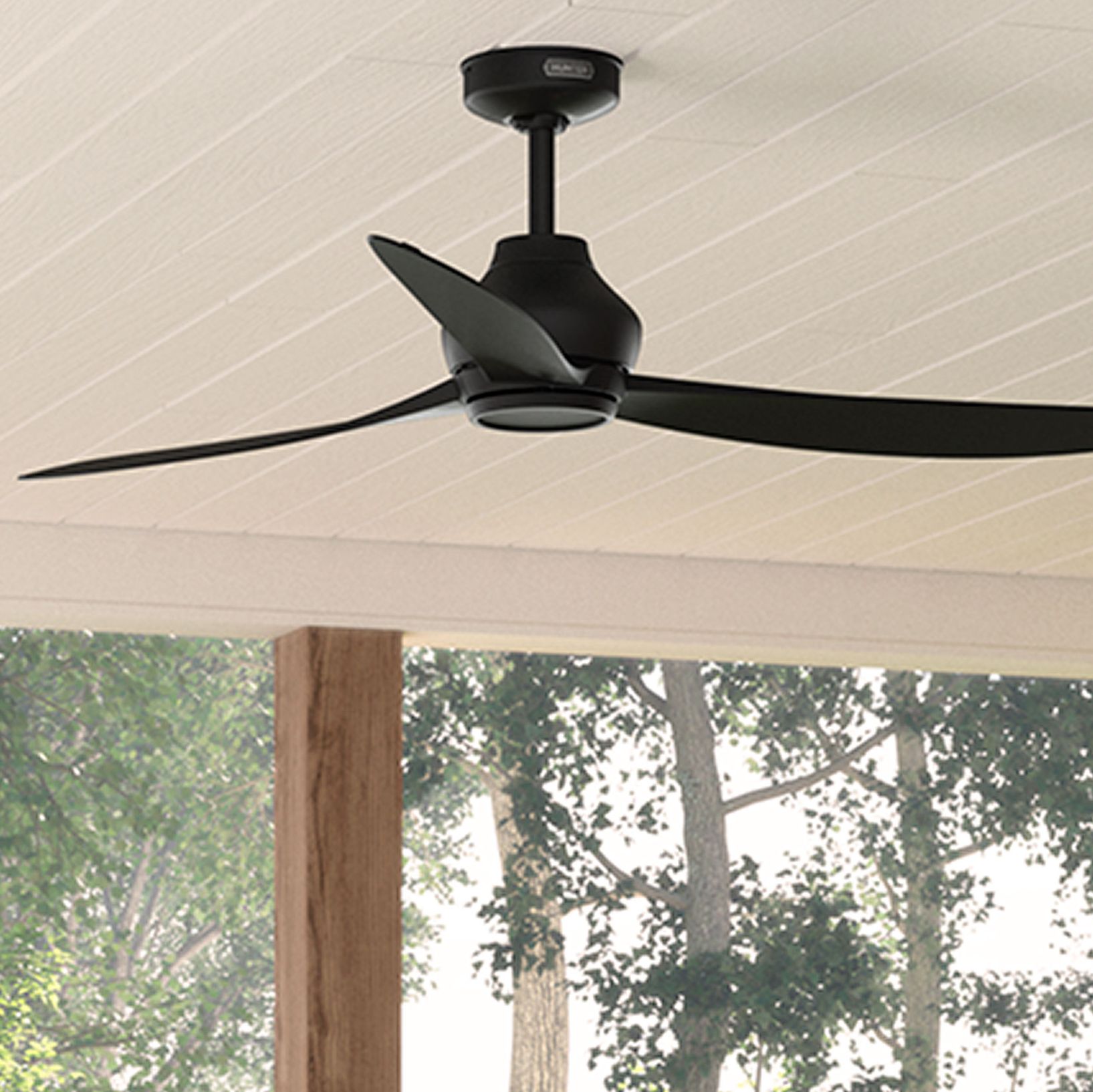 Hunter 60" Mazzini Matte Black Damp Rated Ceiling Fan and Handheld ...