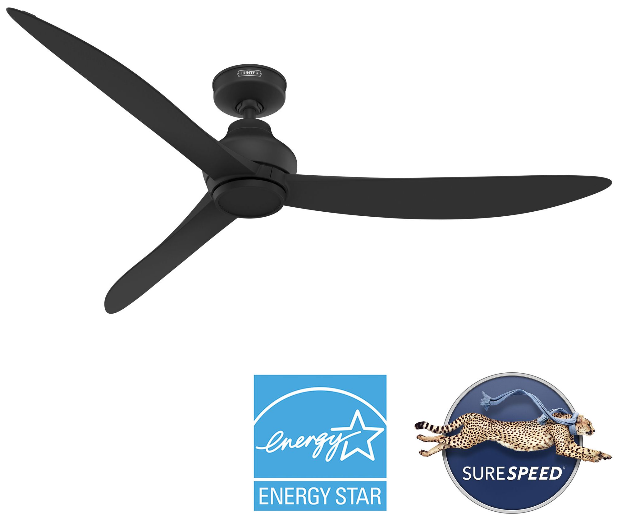 Hunter 60" Mazzini Matte Black Damp Rated Ceiling Fan and Handheld ...