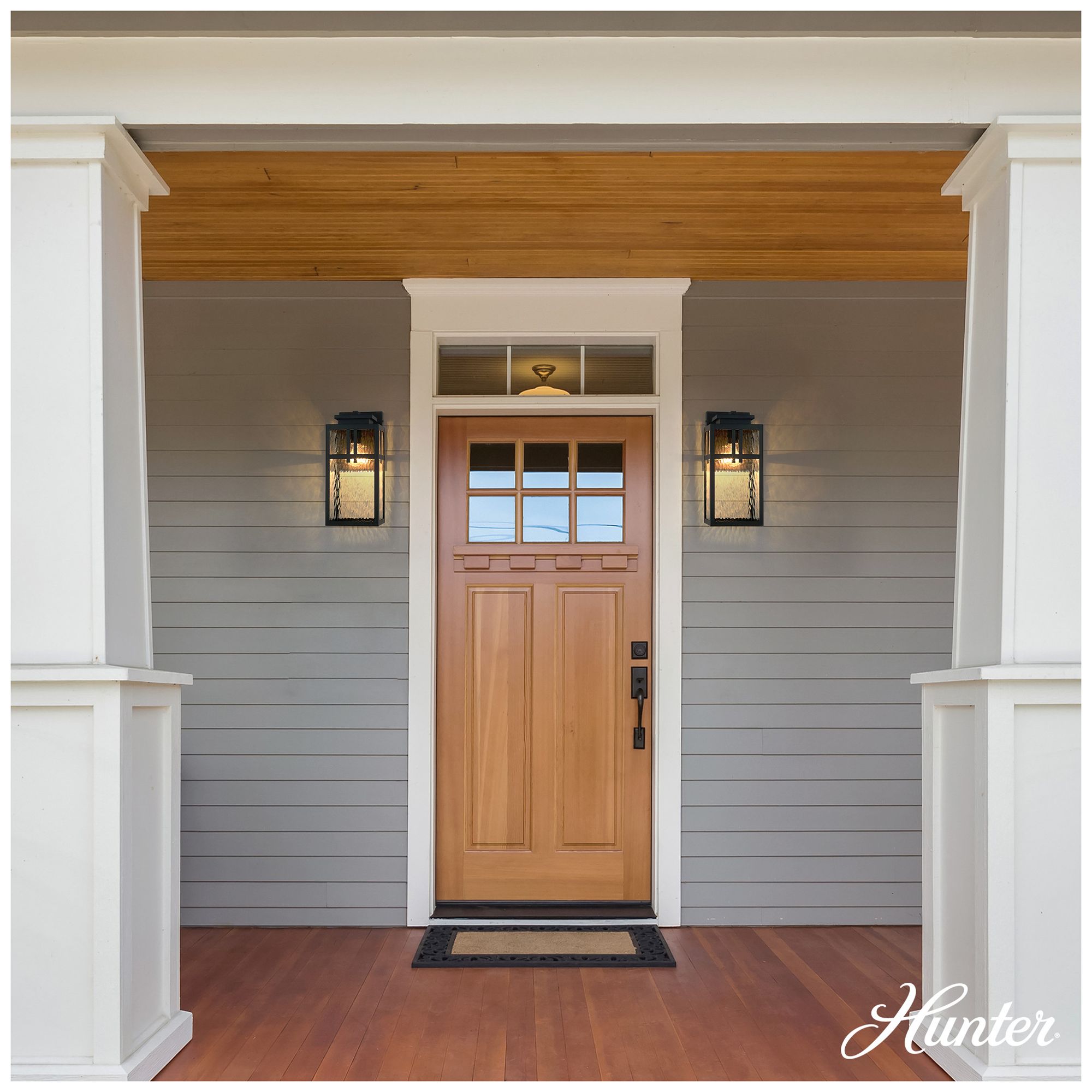 Hunter Aspenbrook Matte Black WeatherMax 1 Light Large 17 Inch Wall ...