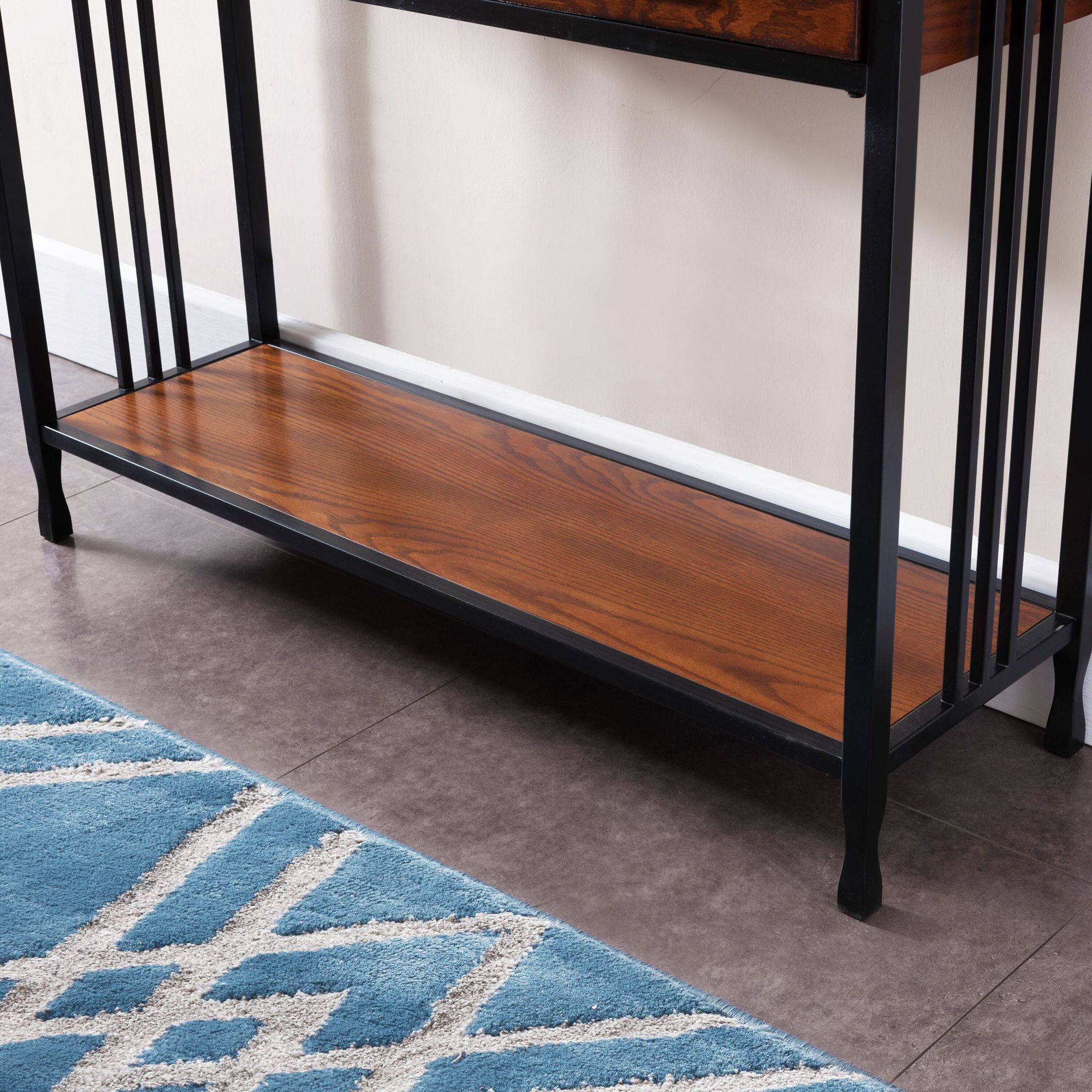 Ironcraft 46" Wide Metal and Oak Top 2-Drawer Sofa Table - #1R156 ...