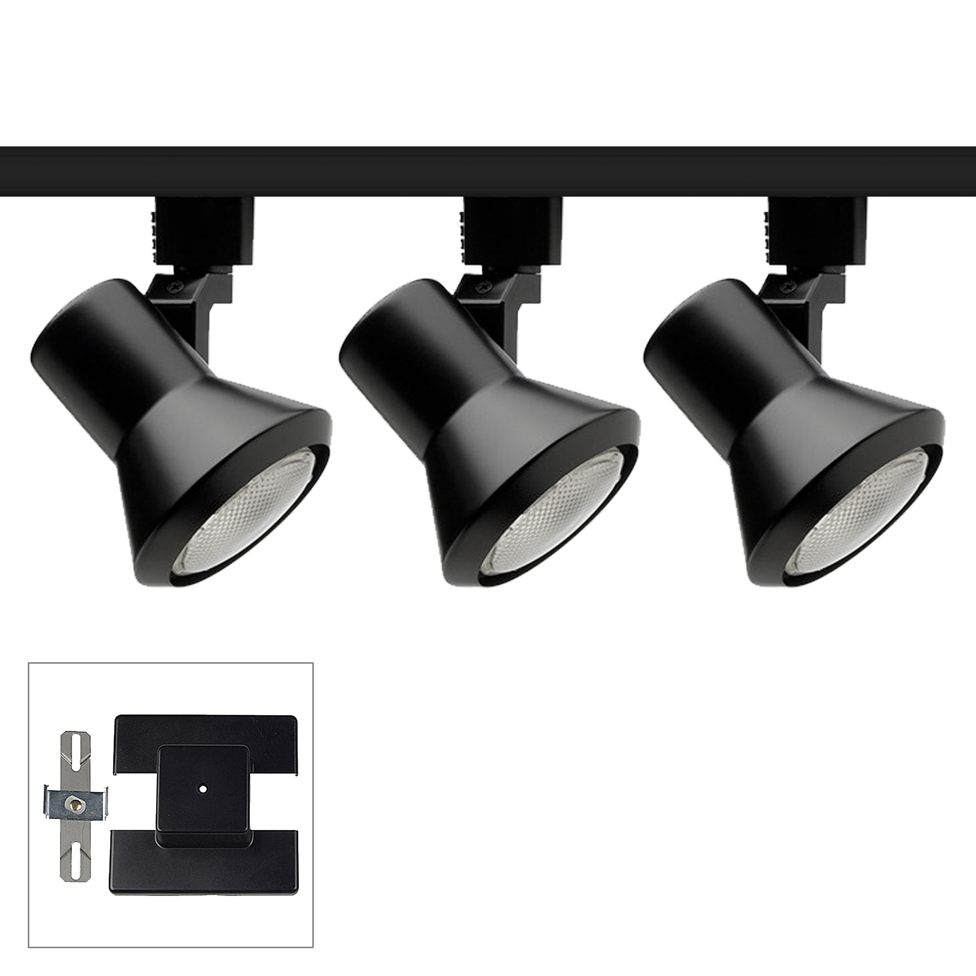 Juno 3-Light Black Flared Head Floating Canopy Track Kit - #62R94 ...