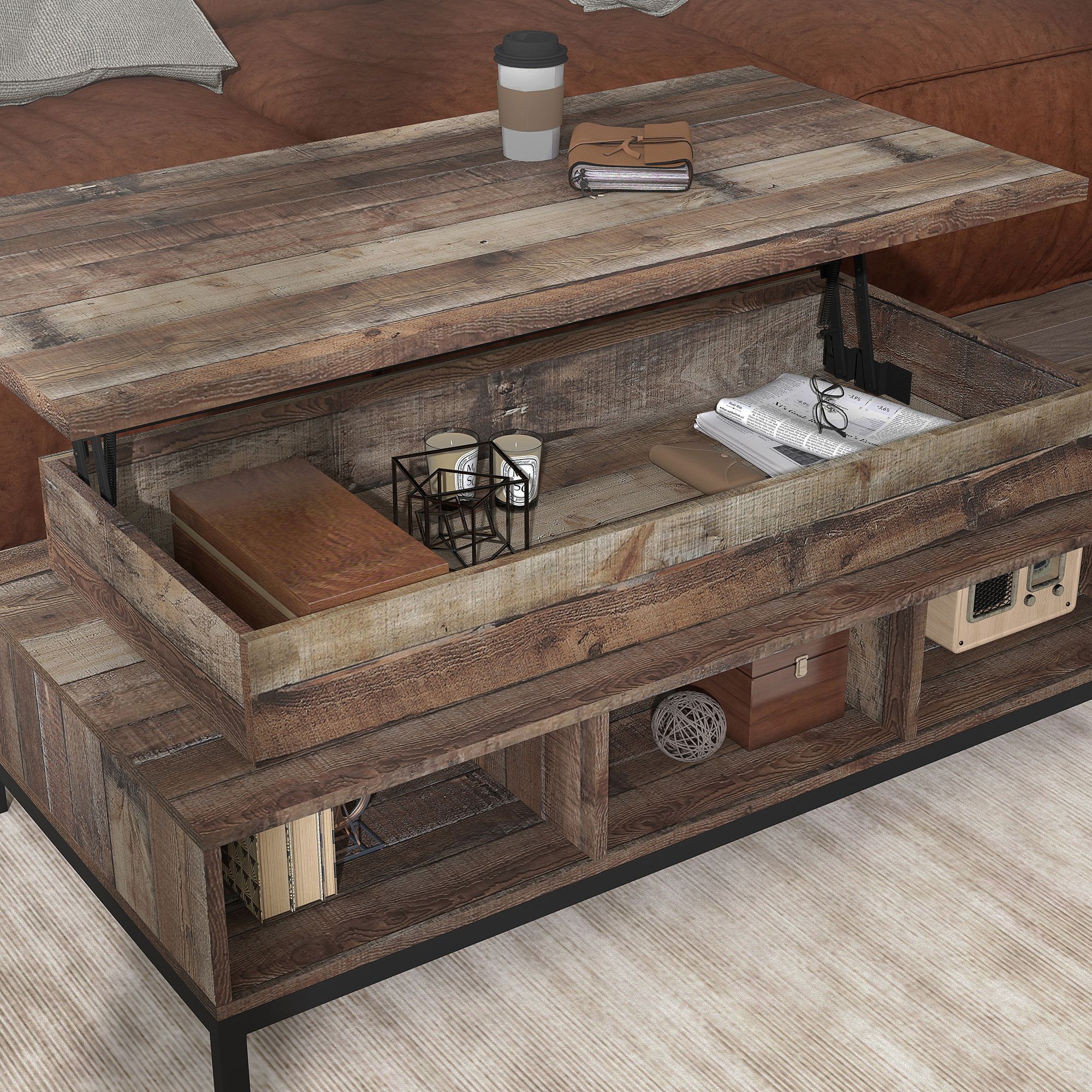 Kemby 47 1/4" Wide Reclaimed Barnwood 3-Shelf Coffee Table - #9315F ...