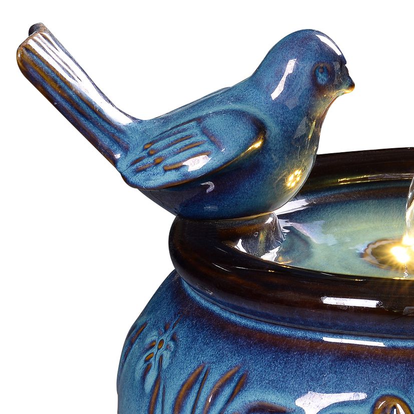 Kenroy Home Bird and Flowers 10 1/4" High Blue LED Tabletop Fountain ...