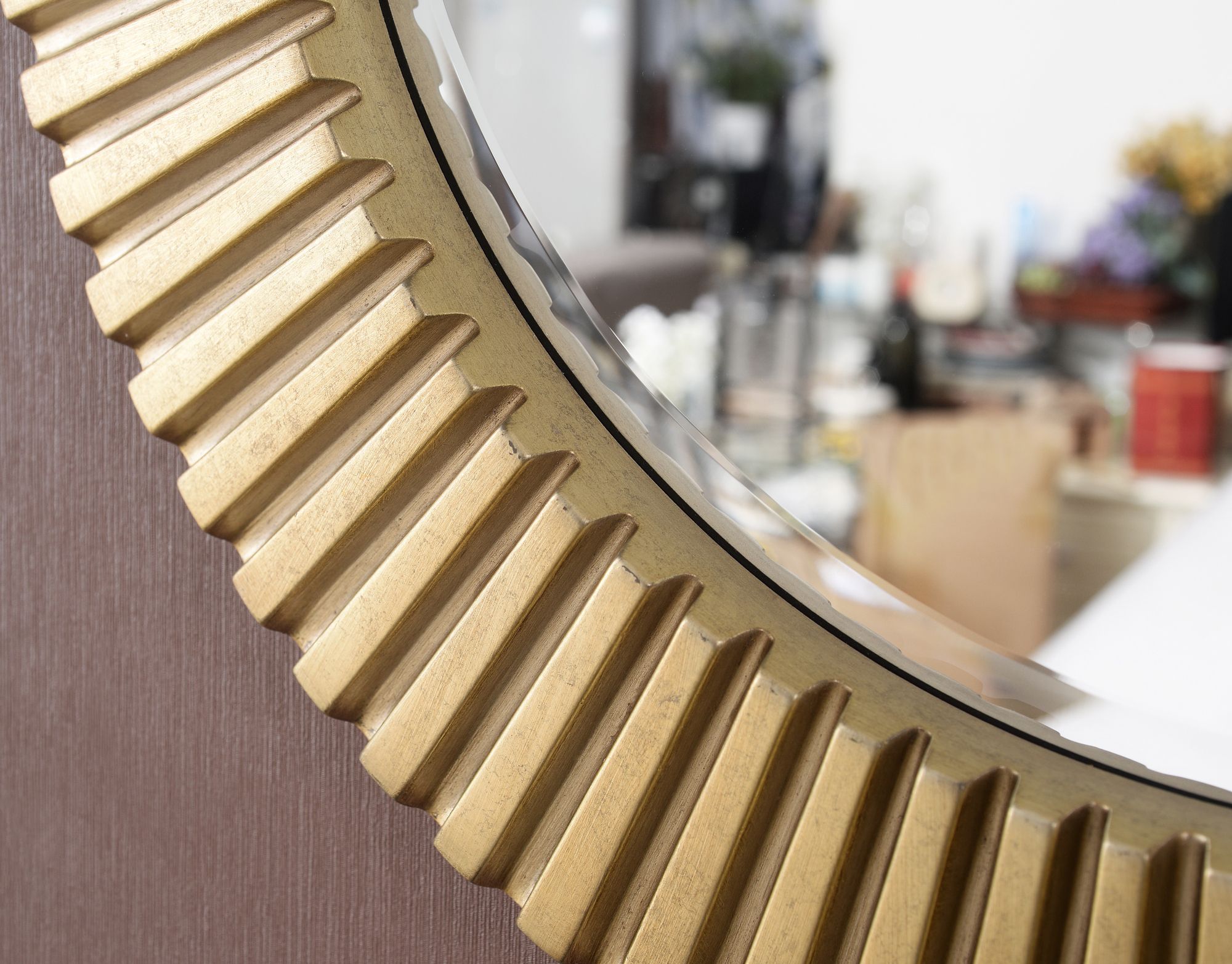 Kenroy Home North Antique Brass 34" Round Wall Mirror - #83J20 | Lamps Plus