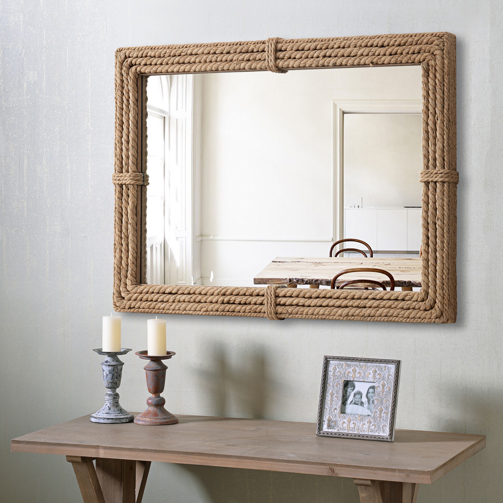 Kenroy Home Rudy Natural Rope 28" x 42" Wall Mirror - #62F12 | Lamps Plus