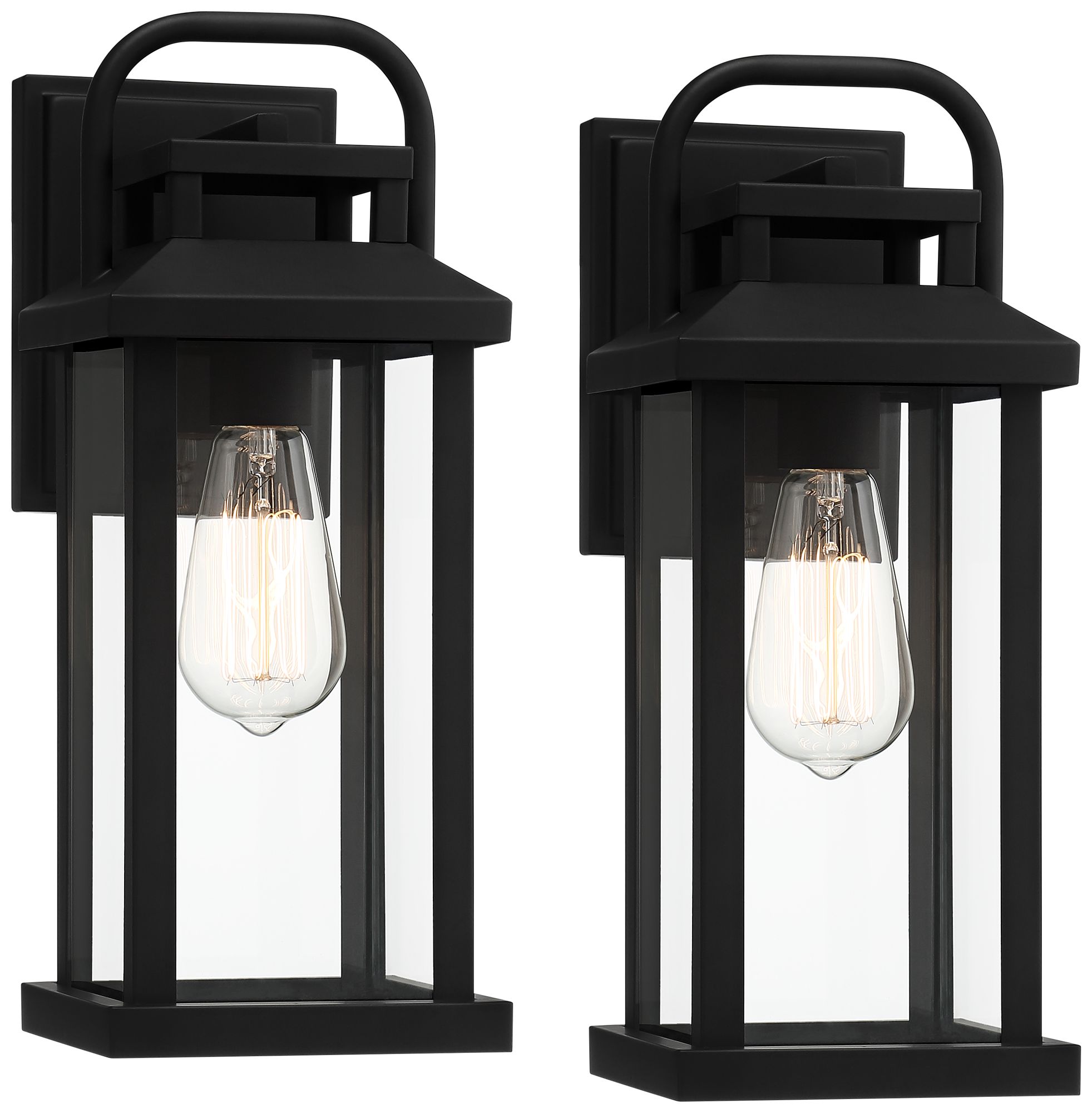 Kensington 14 1/2" High Matte Black Outdoor Wall Light Set of 2 ...