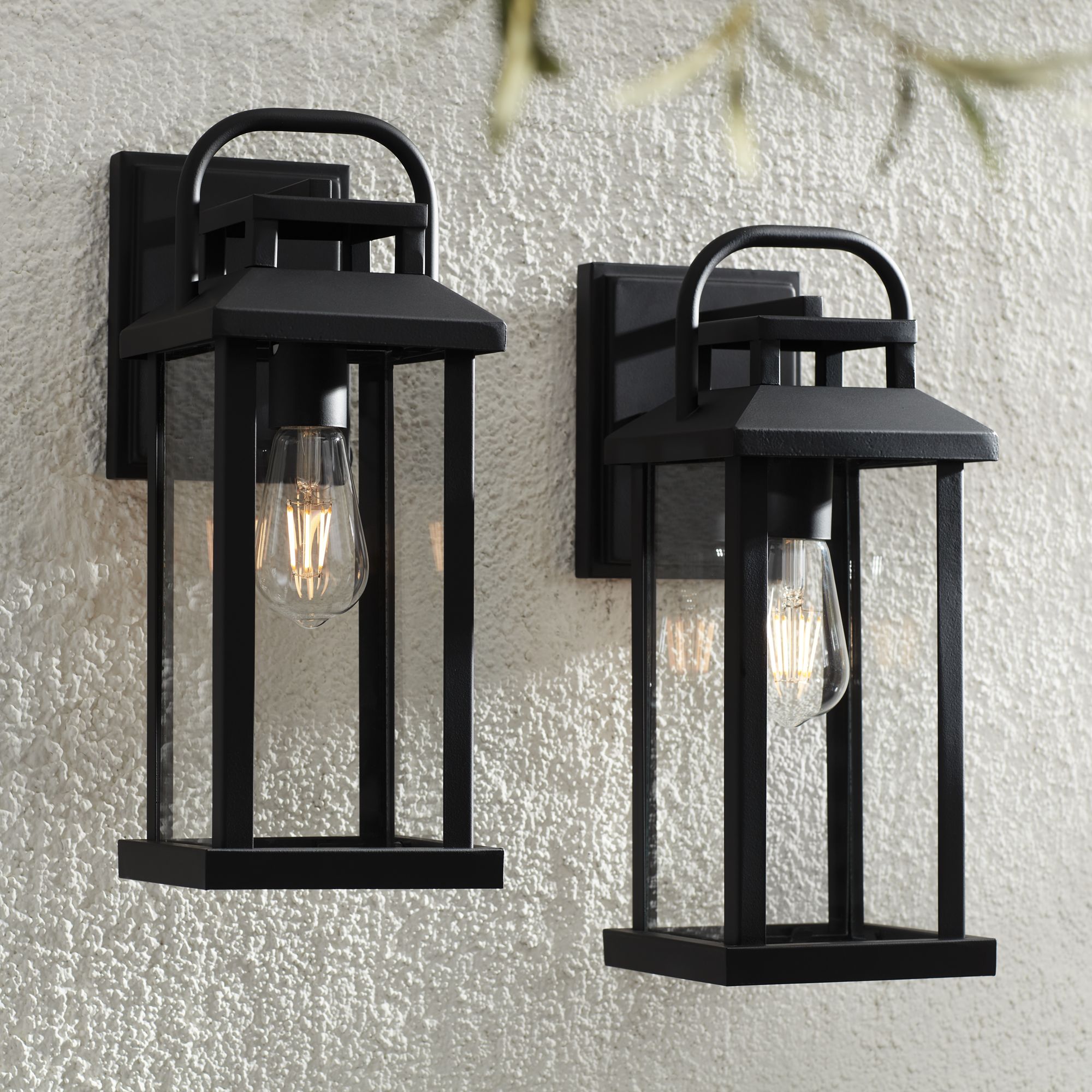 Kensington 14 1/2" High Matte Black Outdoor Wall Light Set of 2 ...