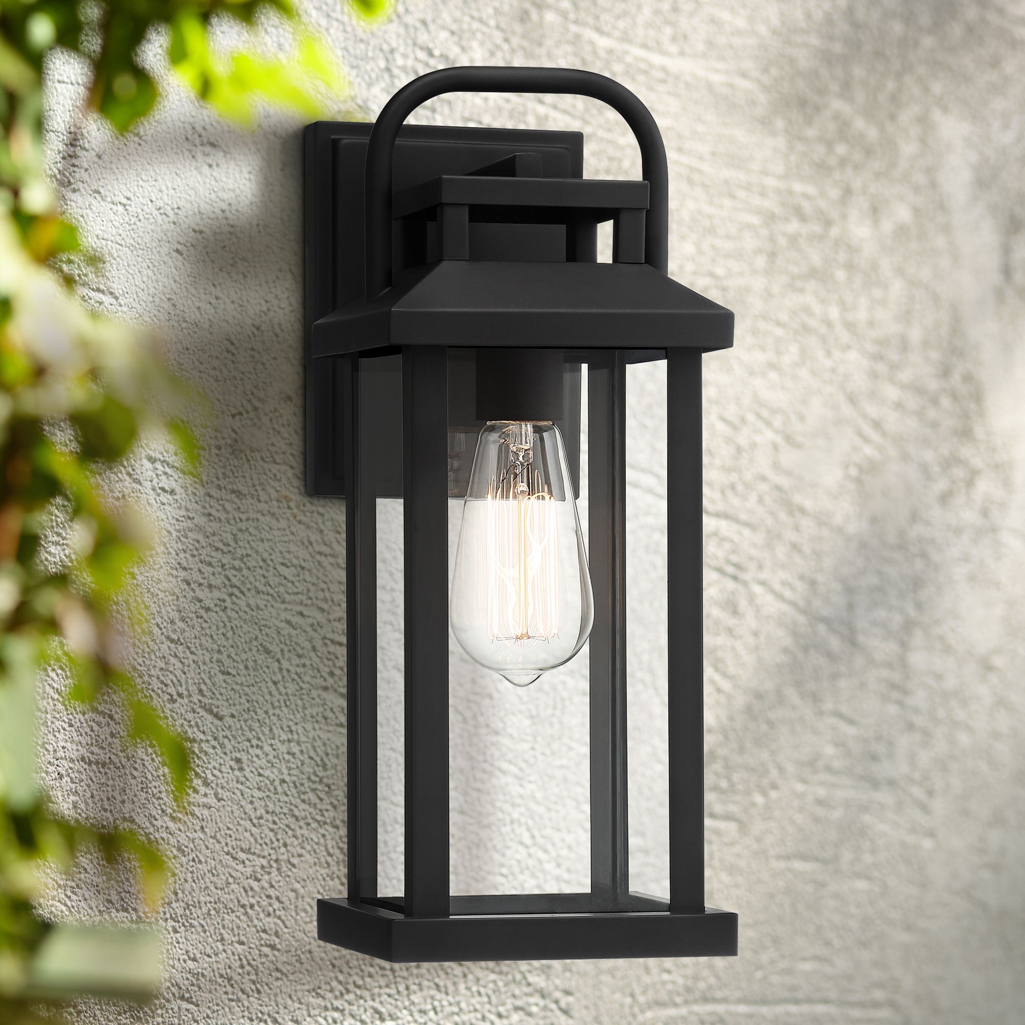 Kensington 14 1/2" High Matte Black Outdoor Wall Light Set of 2 ...
