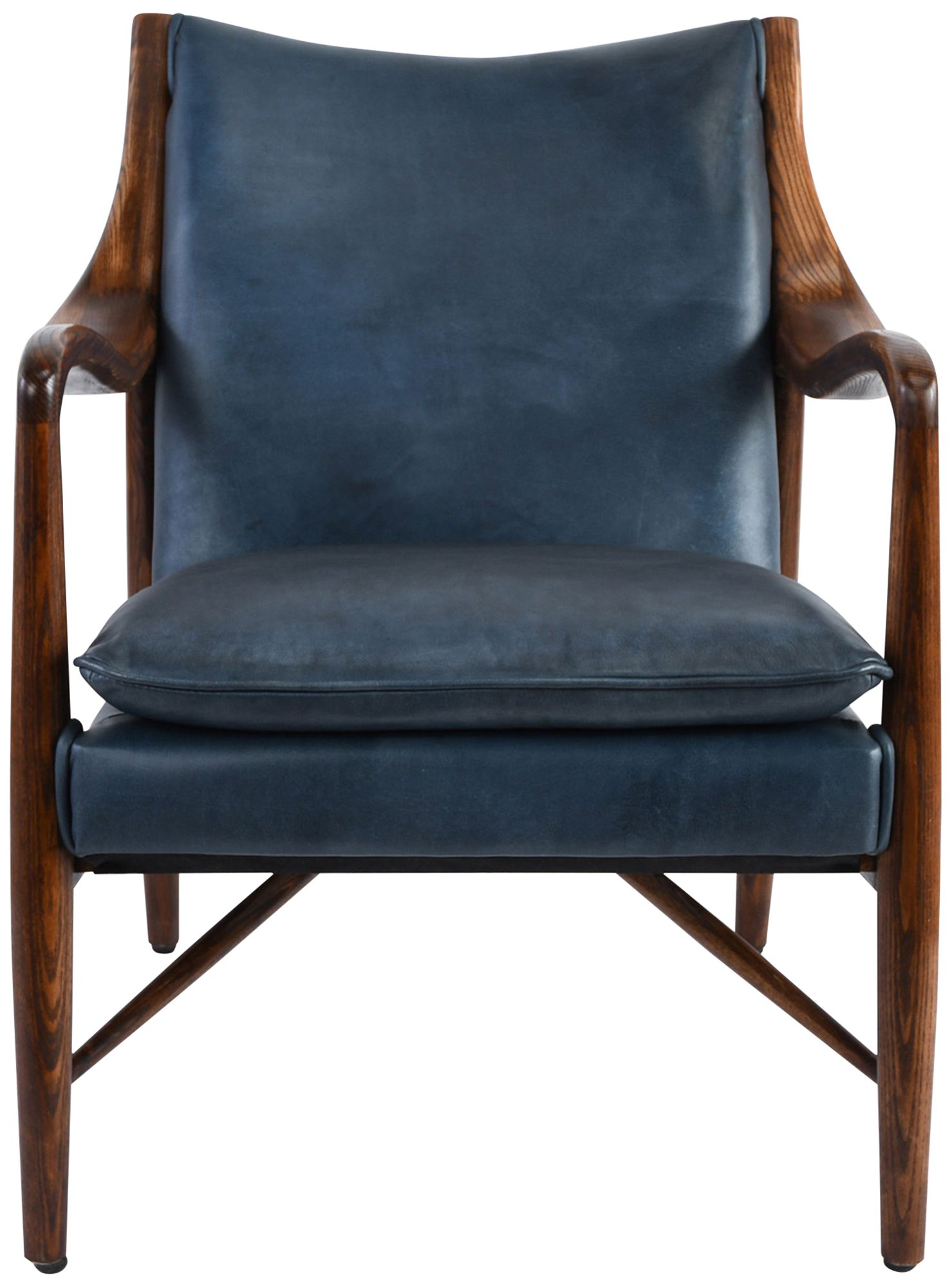 Kiannah Blue Top Grain Leather Club Chair - #878F0 | Lamps Plus
