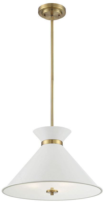 Lamar 18" Wide Brass White Metal Pendant Light - #046G8 | Lamps Plus