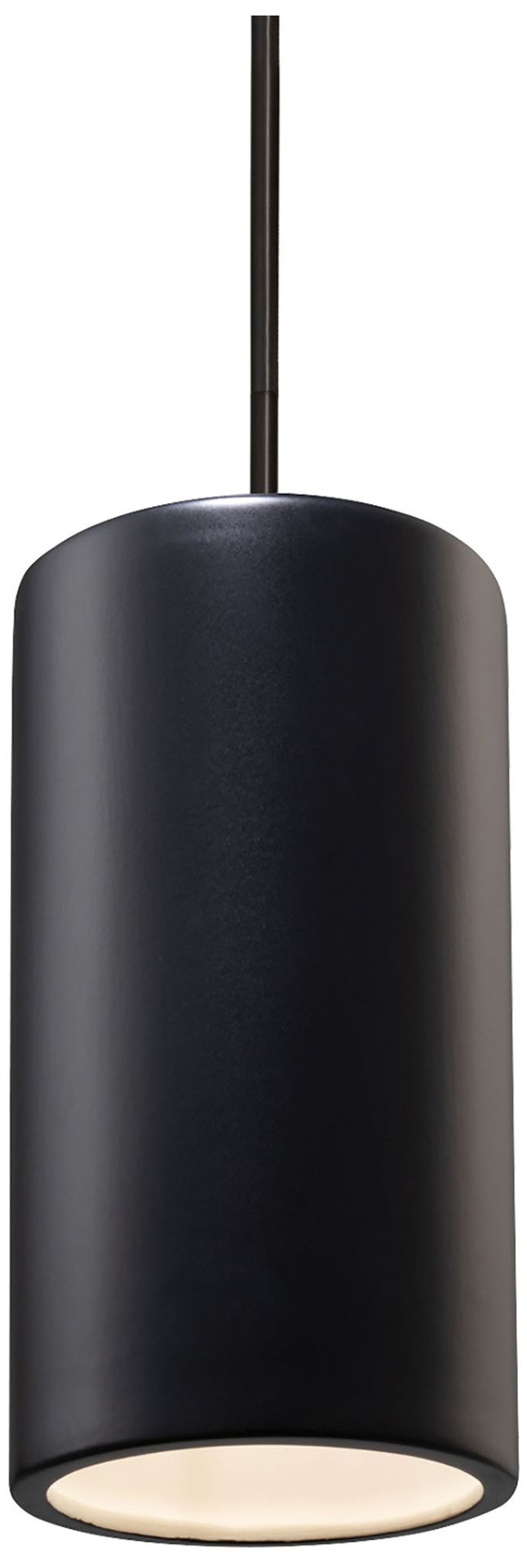 Large Cylinder LED Pendant - Carbon Black - Matte Black - Rigid Stem ...