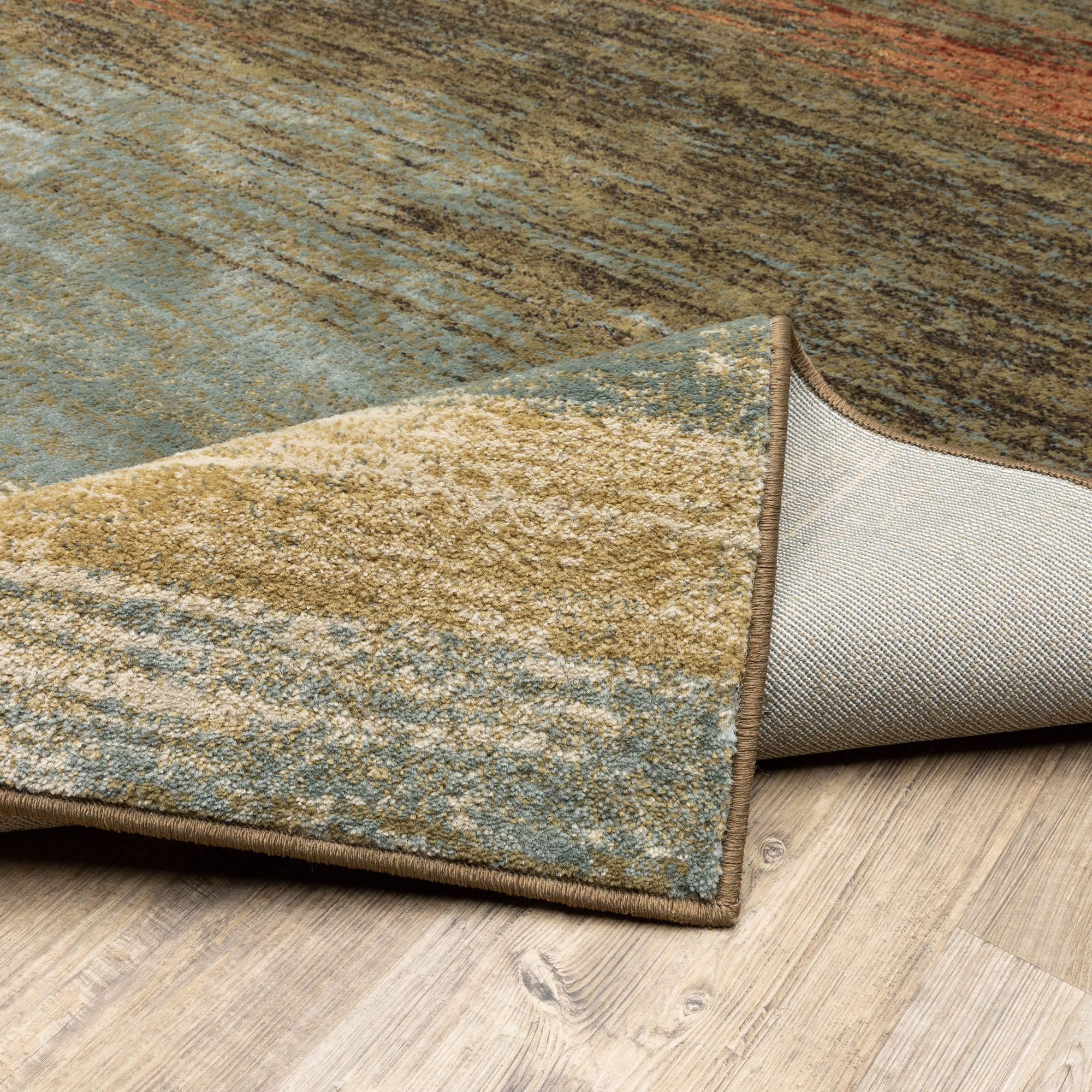 Laurel 3504H Distressed Blue and Brown Area Rug - #89T52 | Lamps Plus