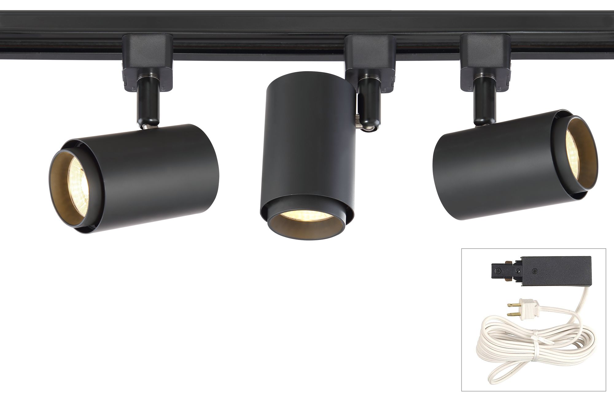 LED Cylinder Black 3-Light Plug-In Linear Track Kit - #57T23 | Lamps Plus