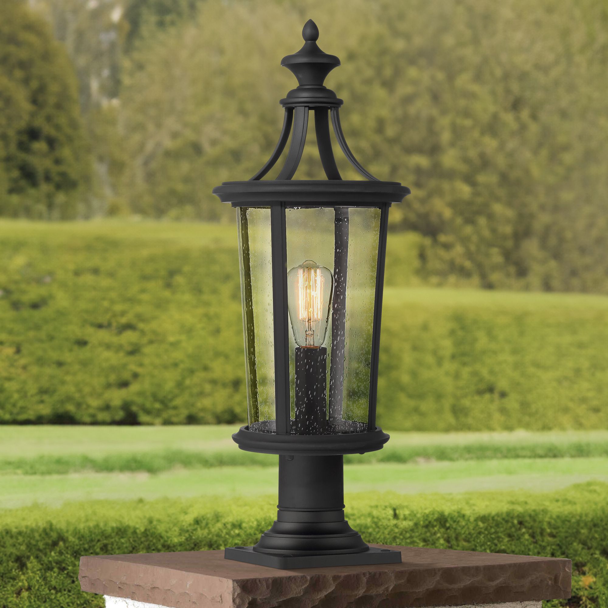 Leto 24 1/2" High Black Outdoor Post Light with Pier Mount Adapter ...
