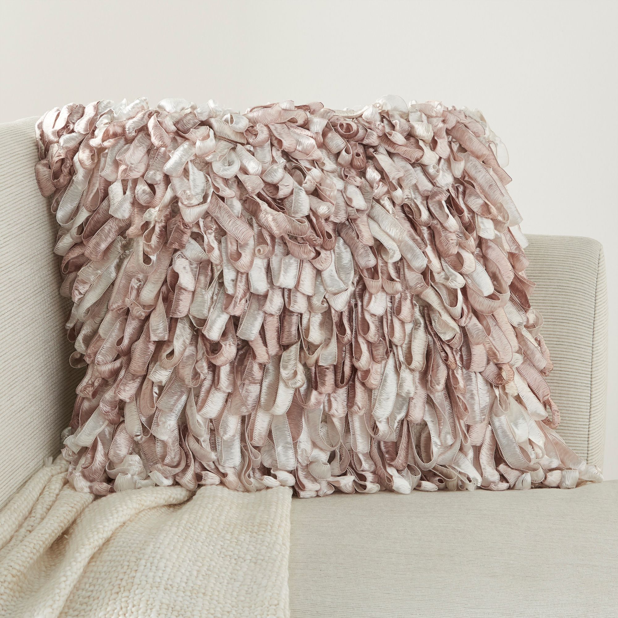 Life Styles Blush Ribbon Loops 20" Square Throw Pillow - #034K4 | Lamps ...