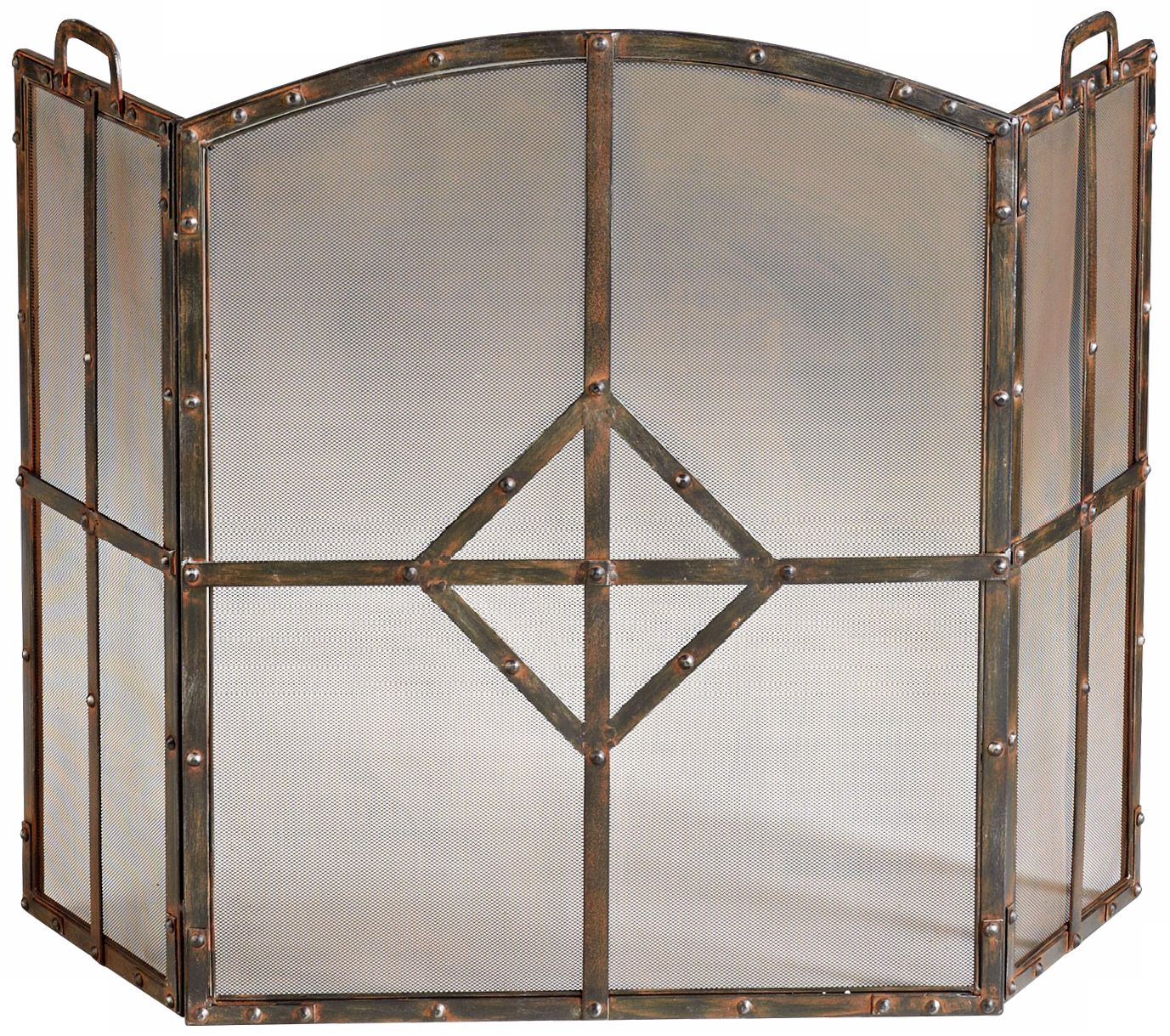 Lincoln Raw Steel Iron Fireplace Screen - #V0467 | Lamps Plus