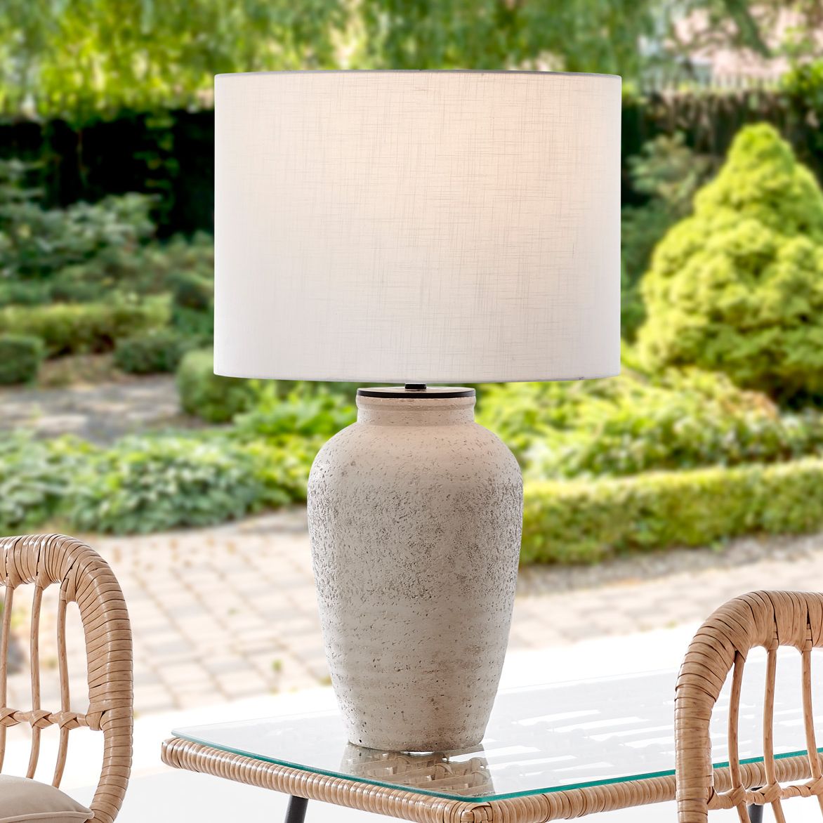 Lite Source Claudine Natural LED Outdoor Table Lamp - #255P1 | Lamps Plus