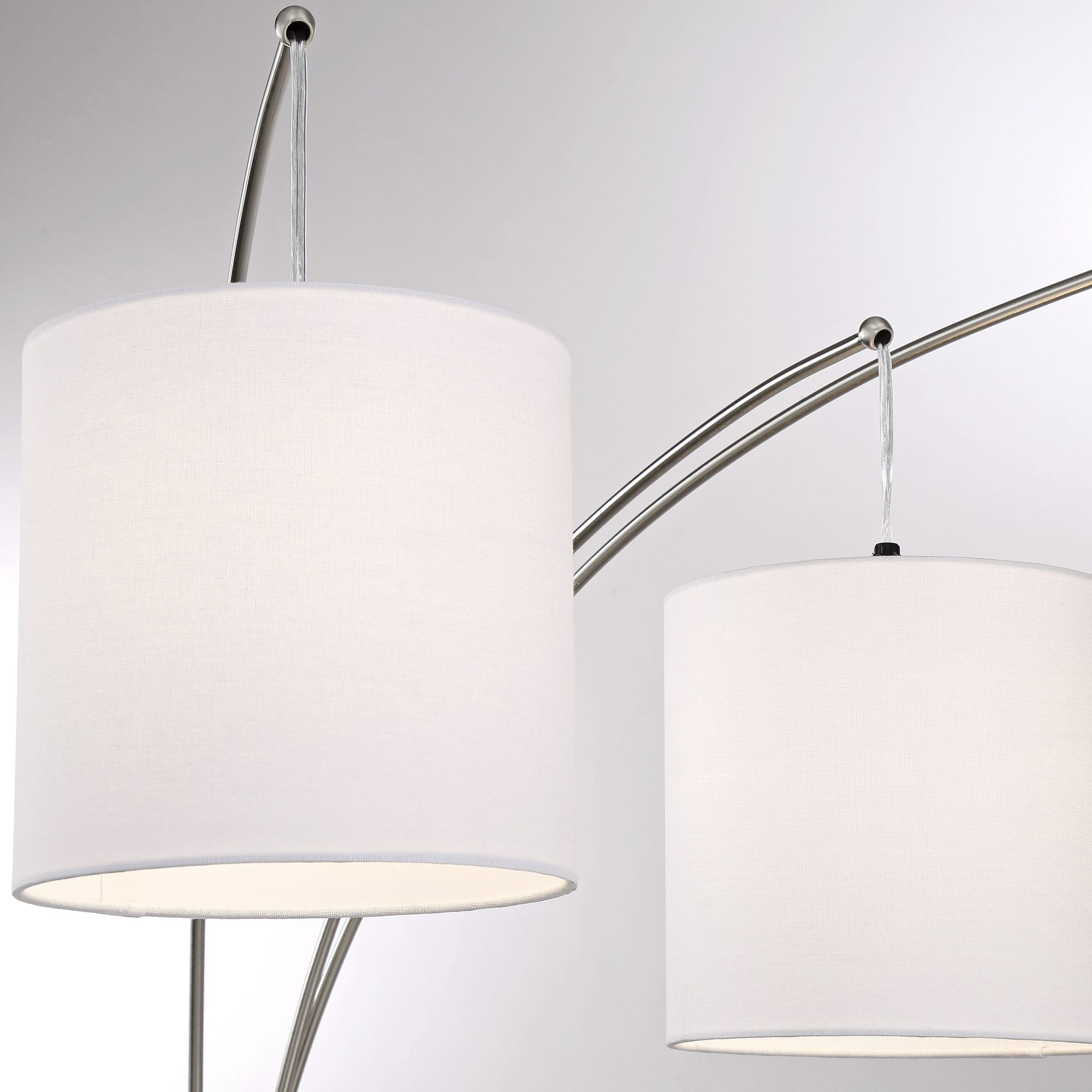 Lite Source Norlan 84" White Shade and Nickel 3-Light Arc Floor Lamp ...