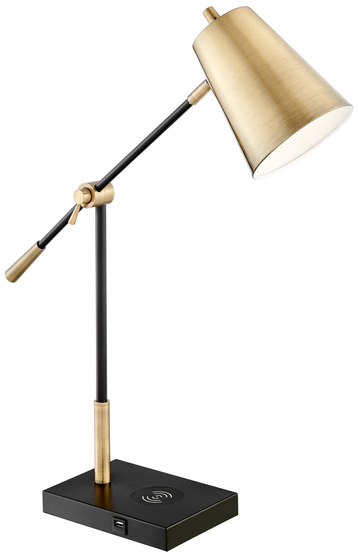 Lite Source Salma 30" Brass Black Task Lamp with Wireless Charging Pad ...
