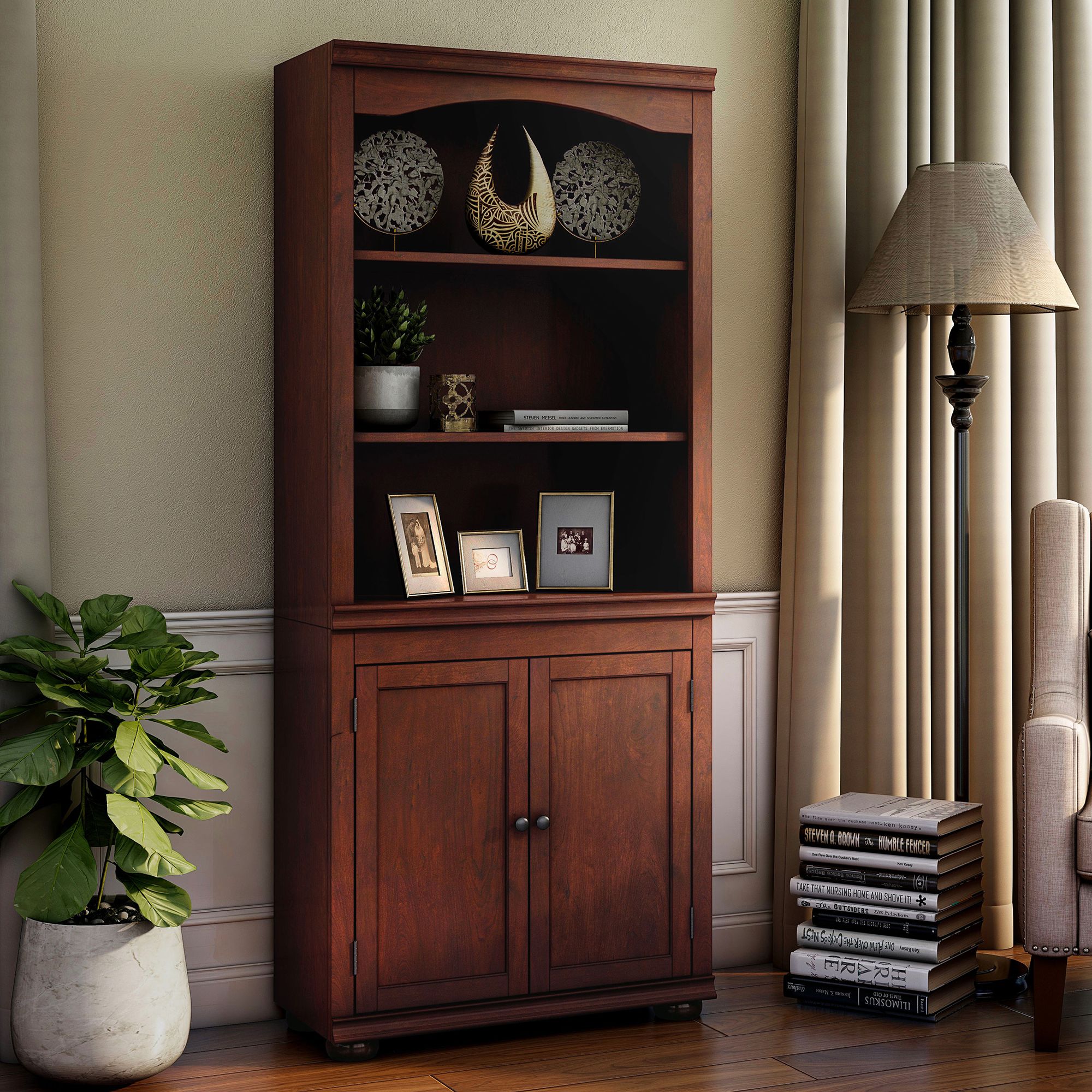 Llanelli 31 Wide Espresso Wood 2 Door 3 Shelf Bookcase 9337F Lamps Plus