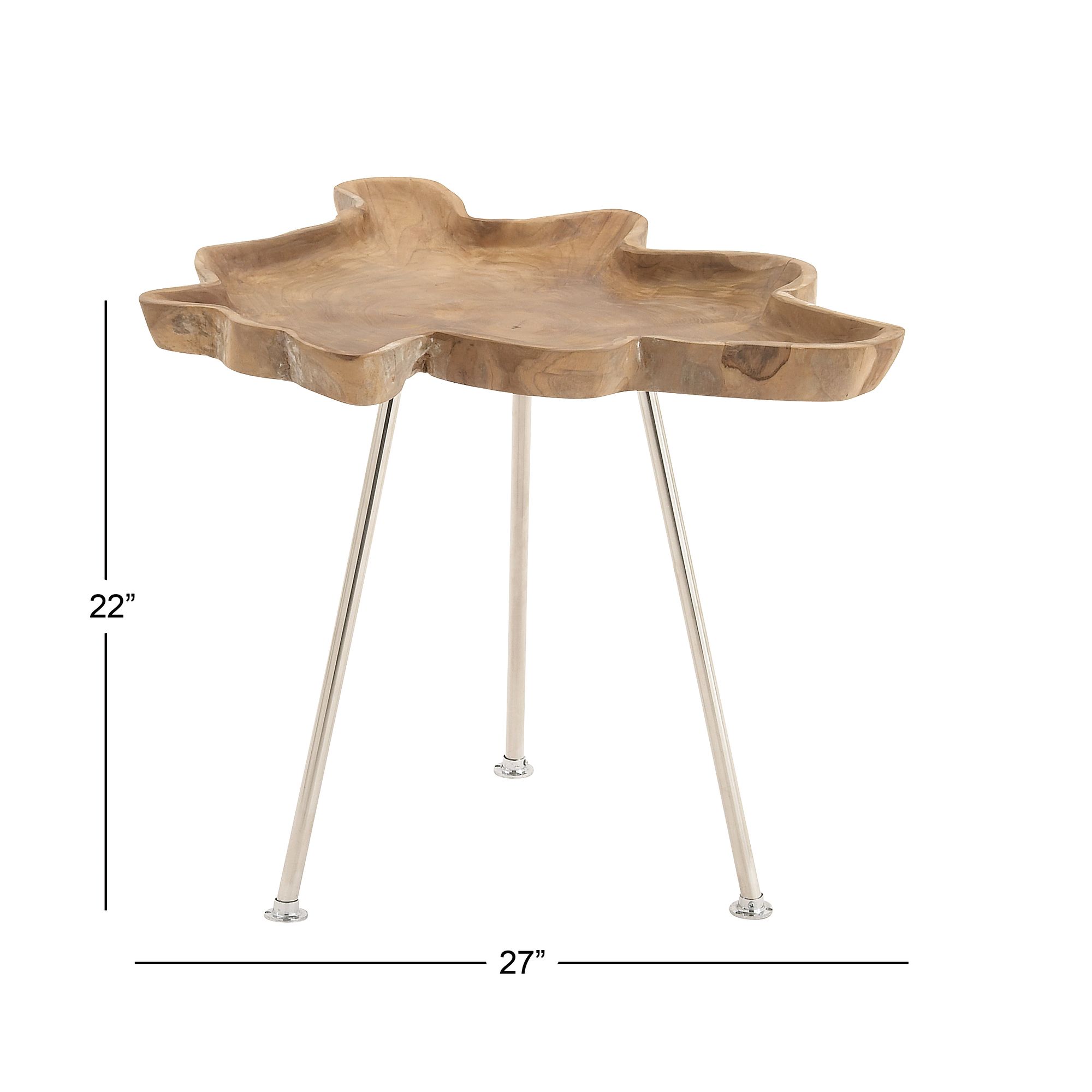 Lodi 27" Wide Brown Teak Wood Live Edge Top Accent Table - #6496A ...