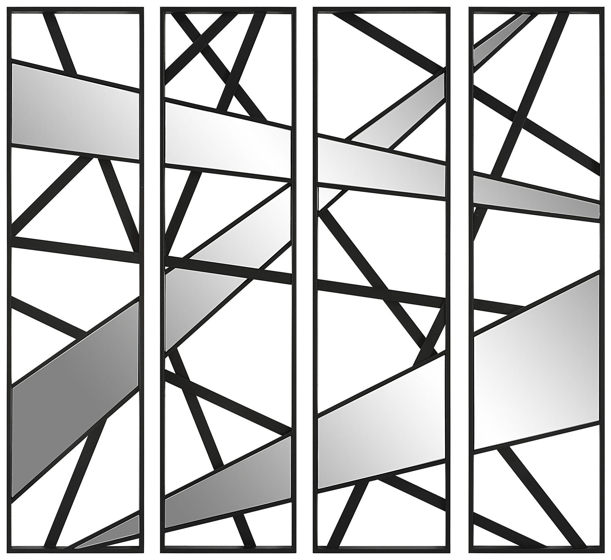 Looking Glass Black 11 3/4" x 47 1/4" Wall Mirrors Set of 4 - #906M9 ...