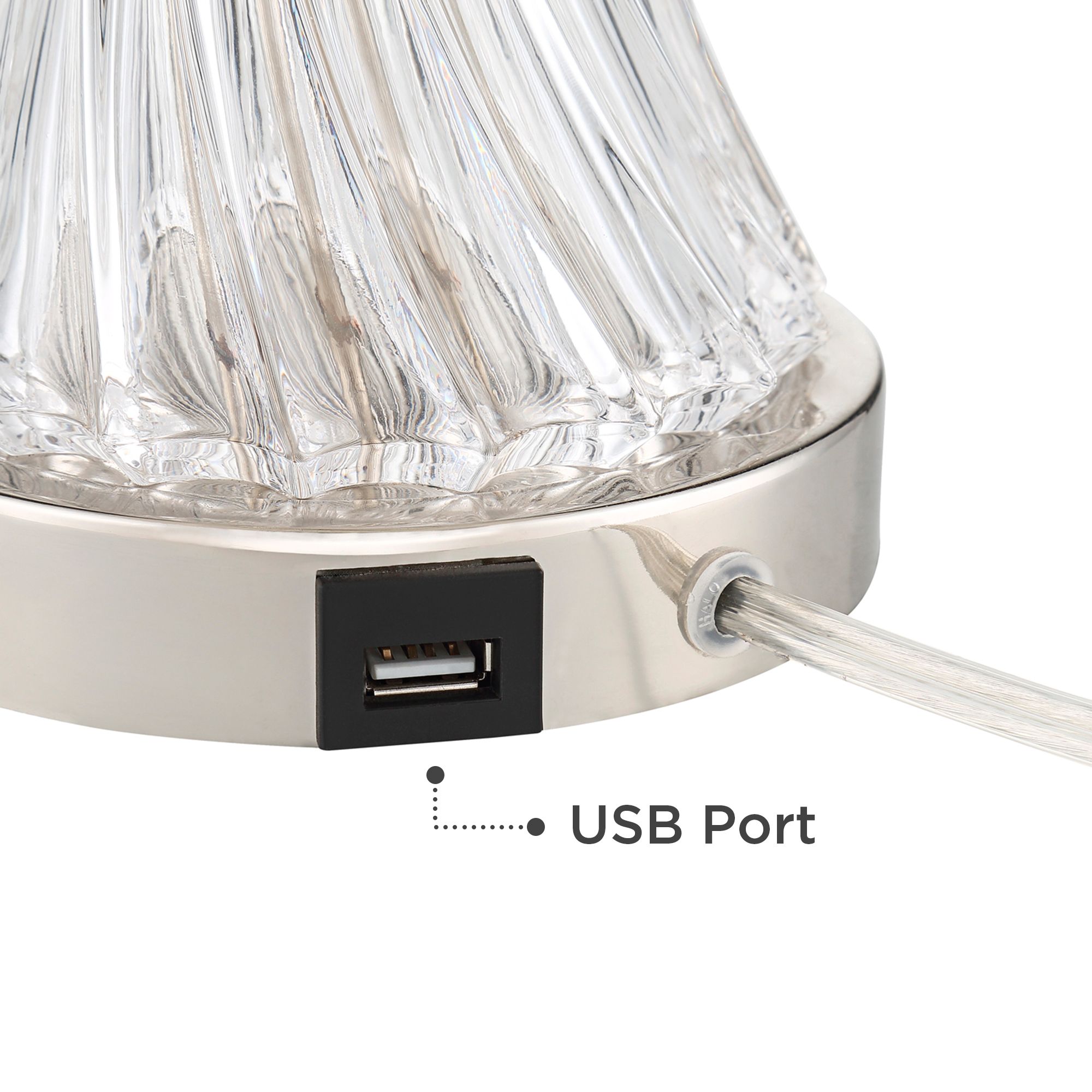 Luca Glass USB Table Lamps Set of 2 with Blue Shirred Shade - #205k3 ...
