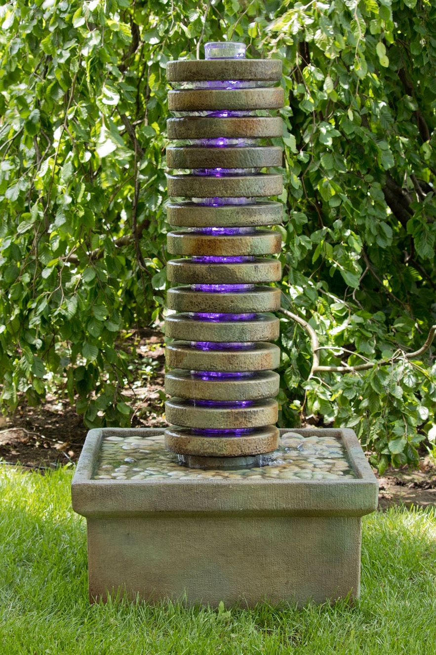 Luminaire Round 57 1/2" Modern Fountain with LED Light Show - #74W71 ...