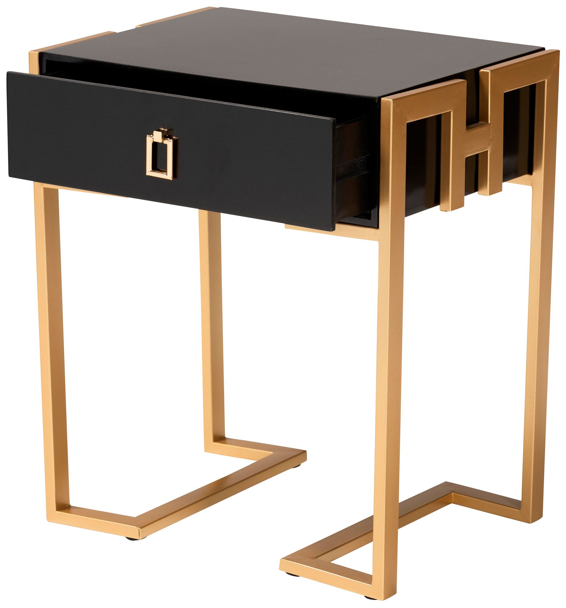 Luna 19" Wide Black and Gold 1-Drawer End Table - #291W4 | Lamps Plus
