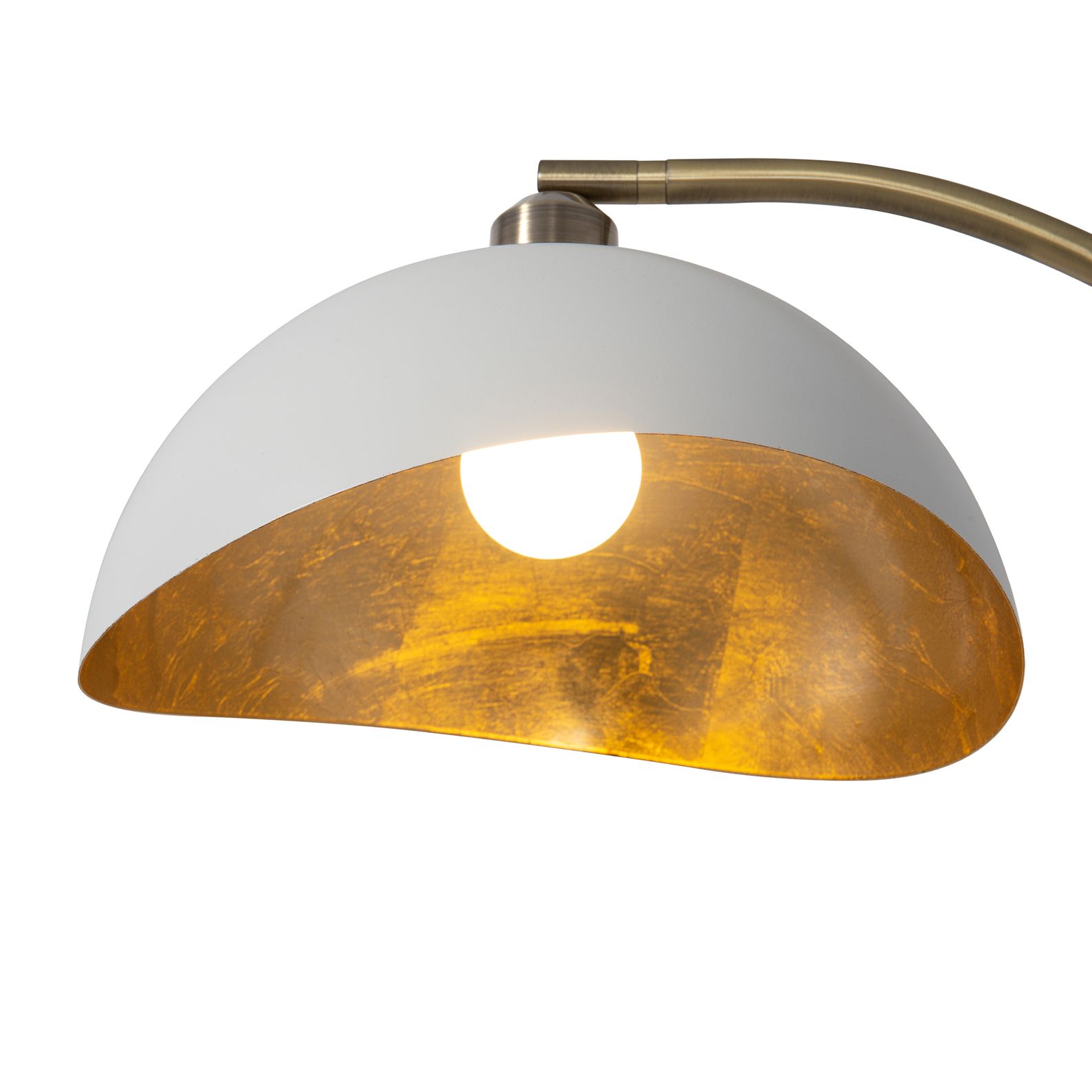 Luna Bella Weathered Brass Arc Floor Lamp with White Shade - #258D3 ...