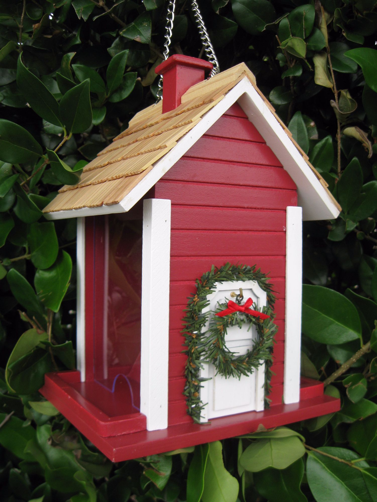 Red Christmas Cottage Bird House - #M8924 | Lamps Plus