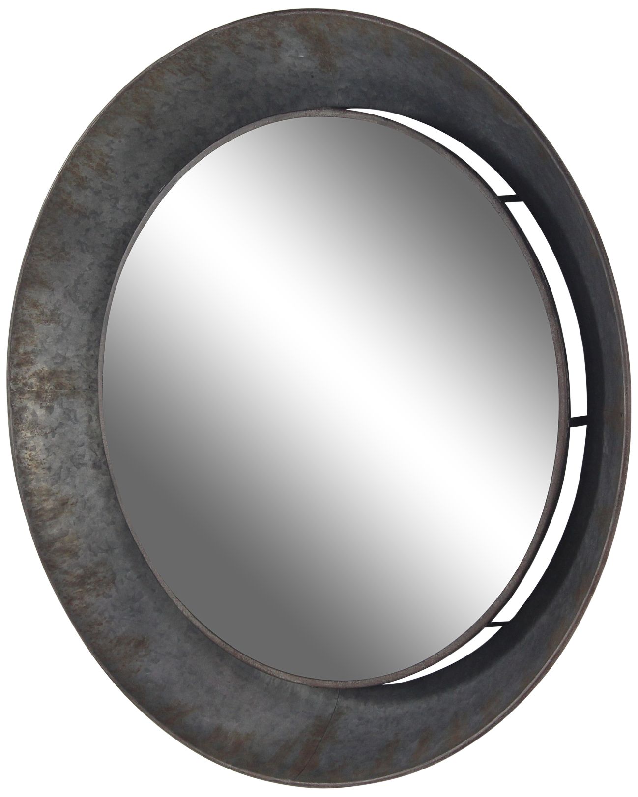 Madigan Matte Gray Metal 35" Round Wall Mirror - #973P5 | Lamps Plus