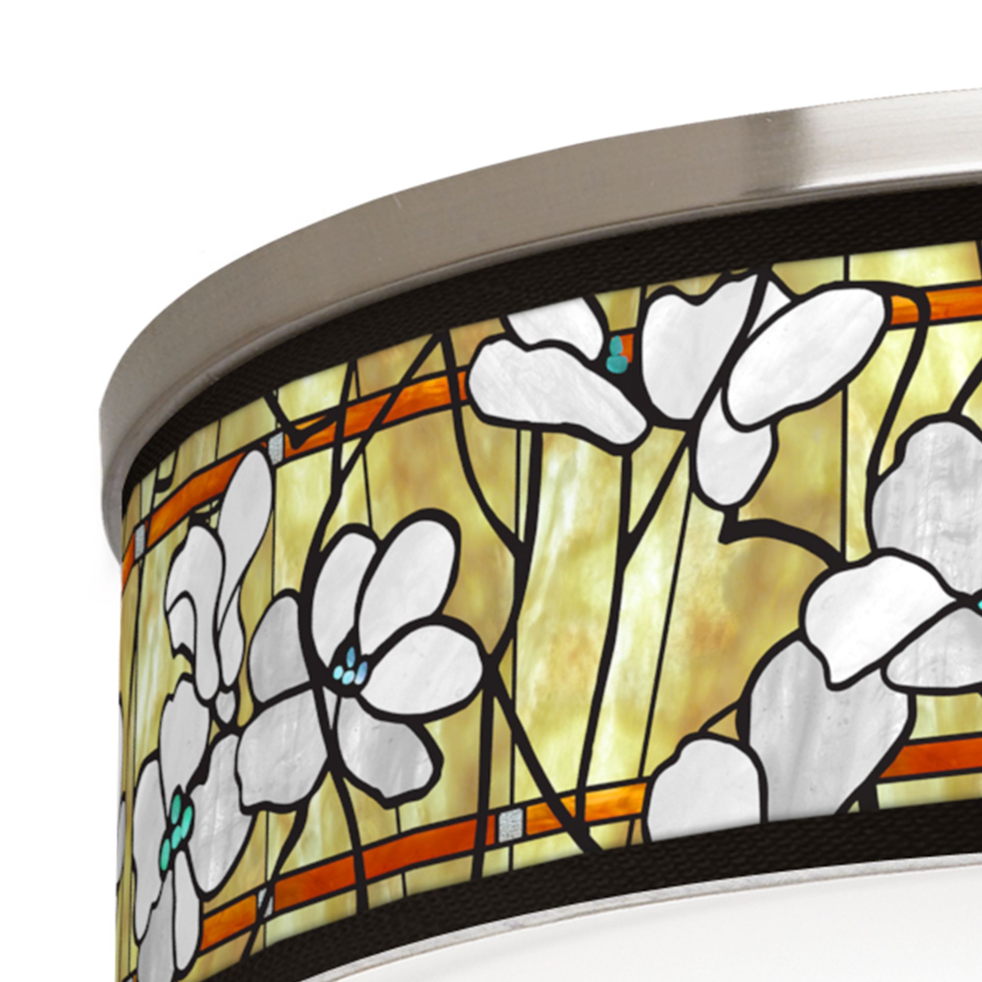 Magnolia Mosaic Giclee Nickel 20 1/4" Wide Ceiling Light - #76G14 ...