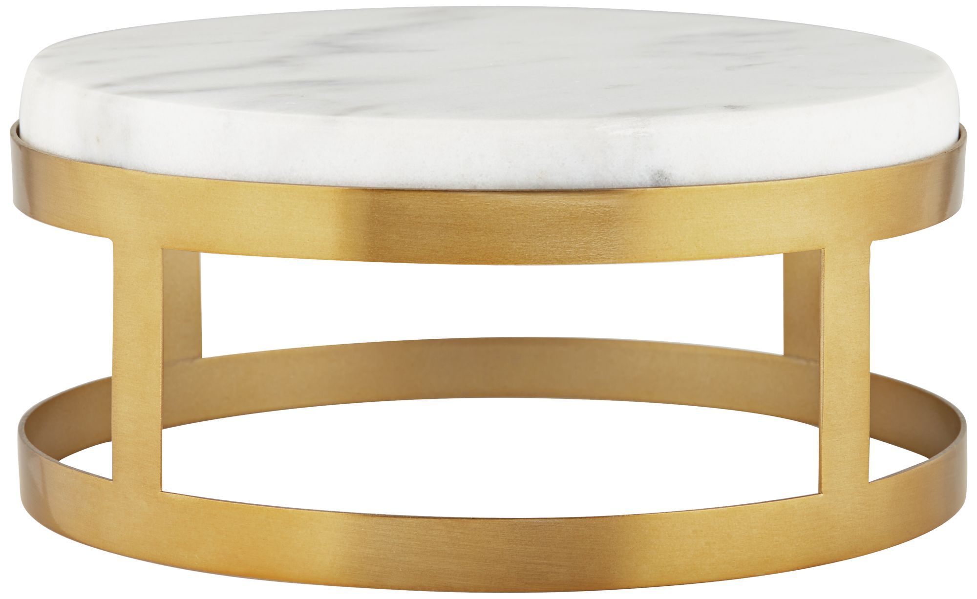 Marble and Gold Brass Finish 8" x 3 3/4" Round Lamp Stand Riser ...