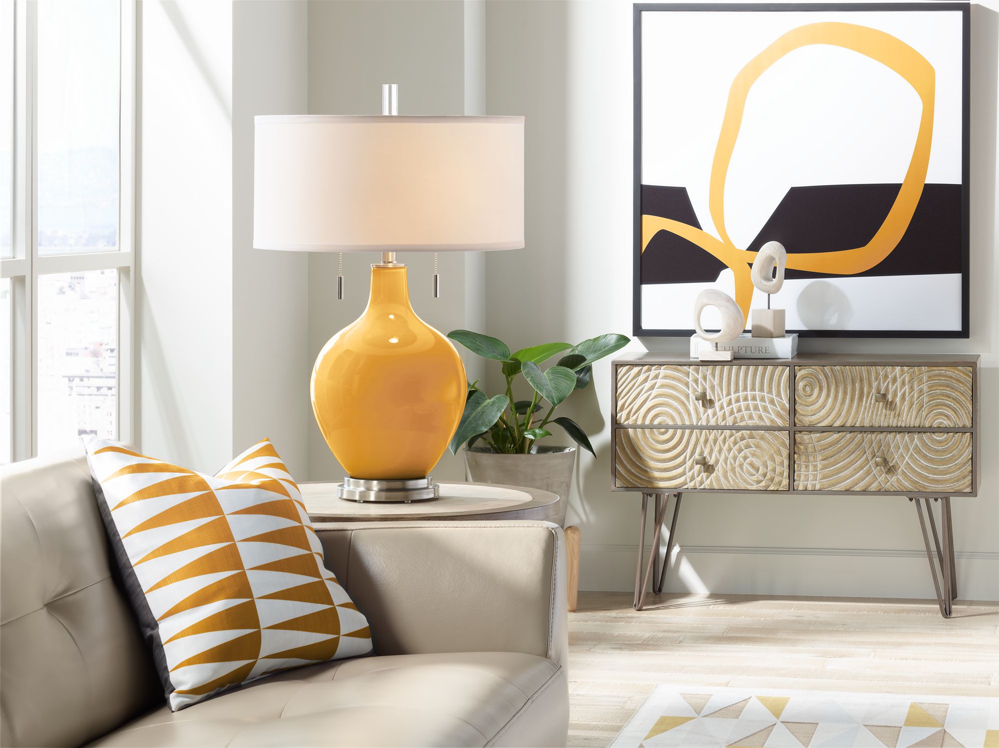 Marigold Yellow Toby Table Lamp - #91R09 | Lamps Plus