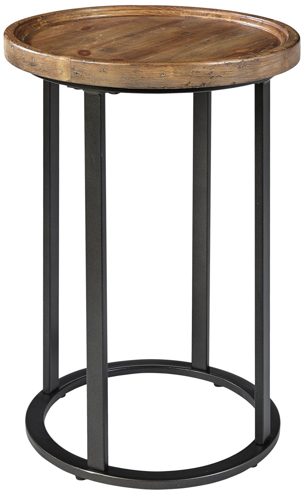 Martha Stewart Irisa 16" Reclaimed Oak Black Iron Round Accent Table ...