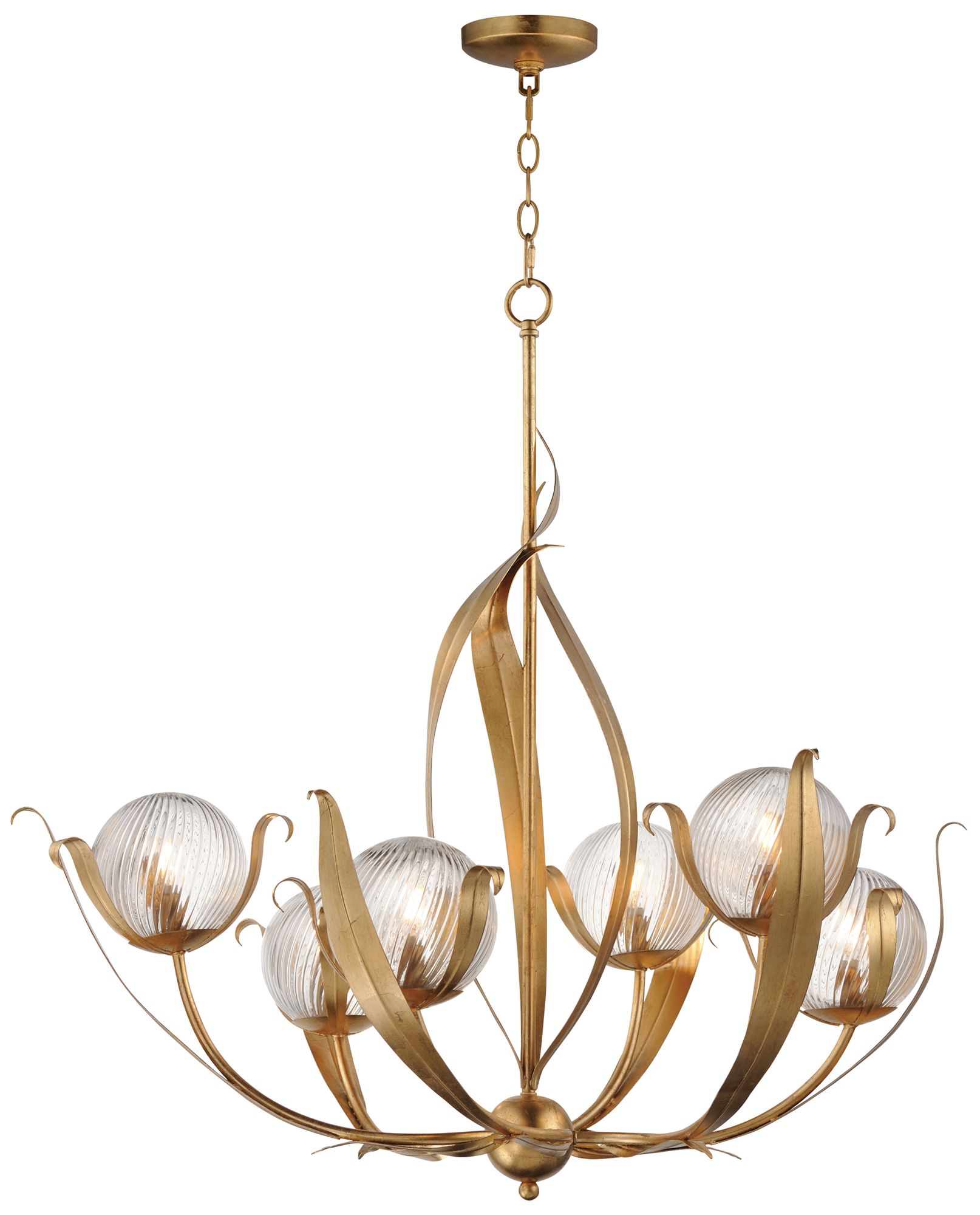 Maxim Firenze 38" Wide Gold Leaf 6-Light Chandelier - #4466X | Lamps Plus