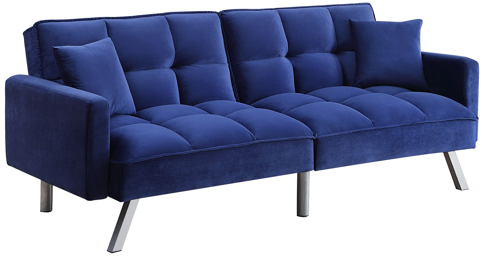 Mecene 80" Wide Blue Velvet Tufted Futon - #518Y0 | Lamps Plus