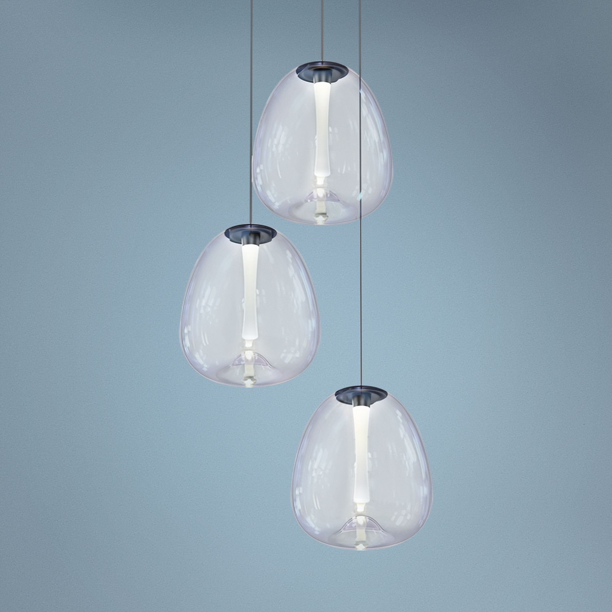 Mela 20"W 3-Light Black LED Pendant w/ Dichroic Glass Shade - #71E83 ...