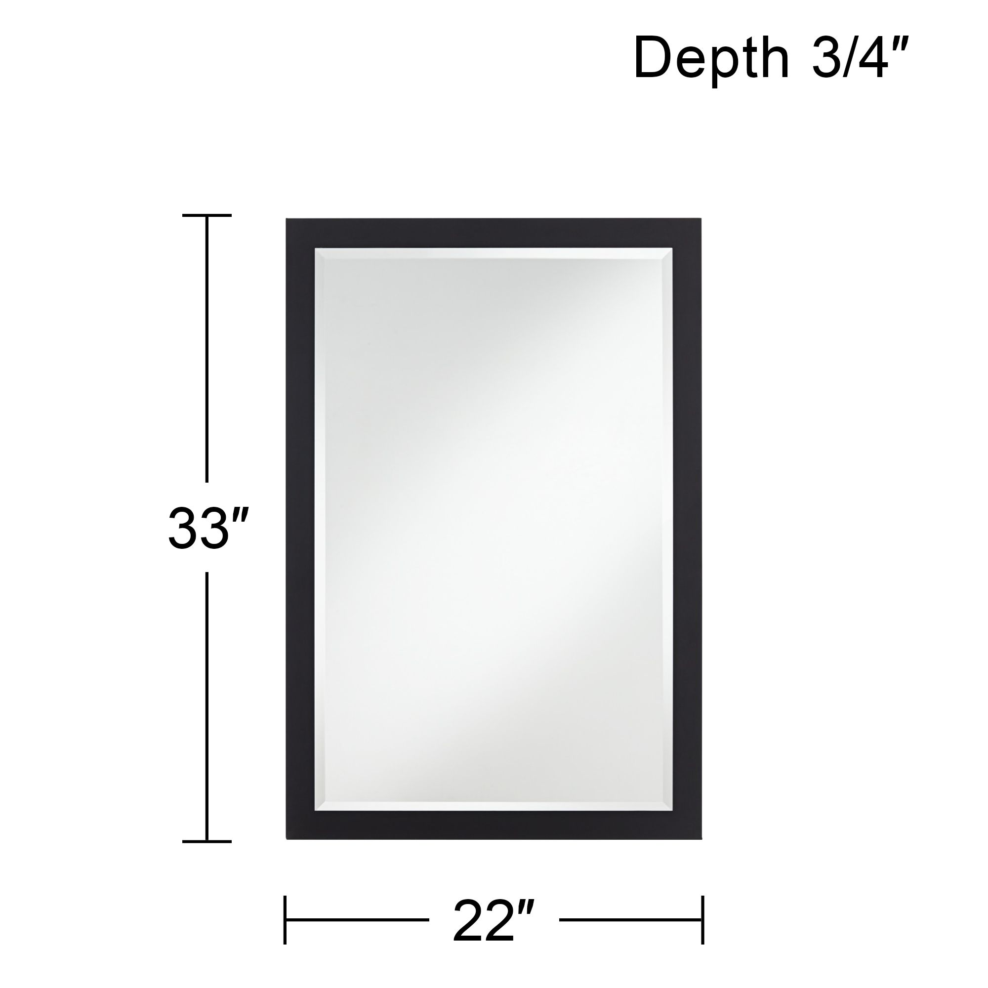 Metzeo Matte Black 22" x 33" Rectangular Wall Mirror - #271R5 | Lamps Plus