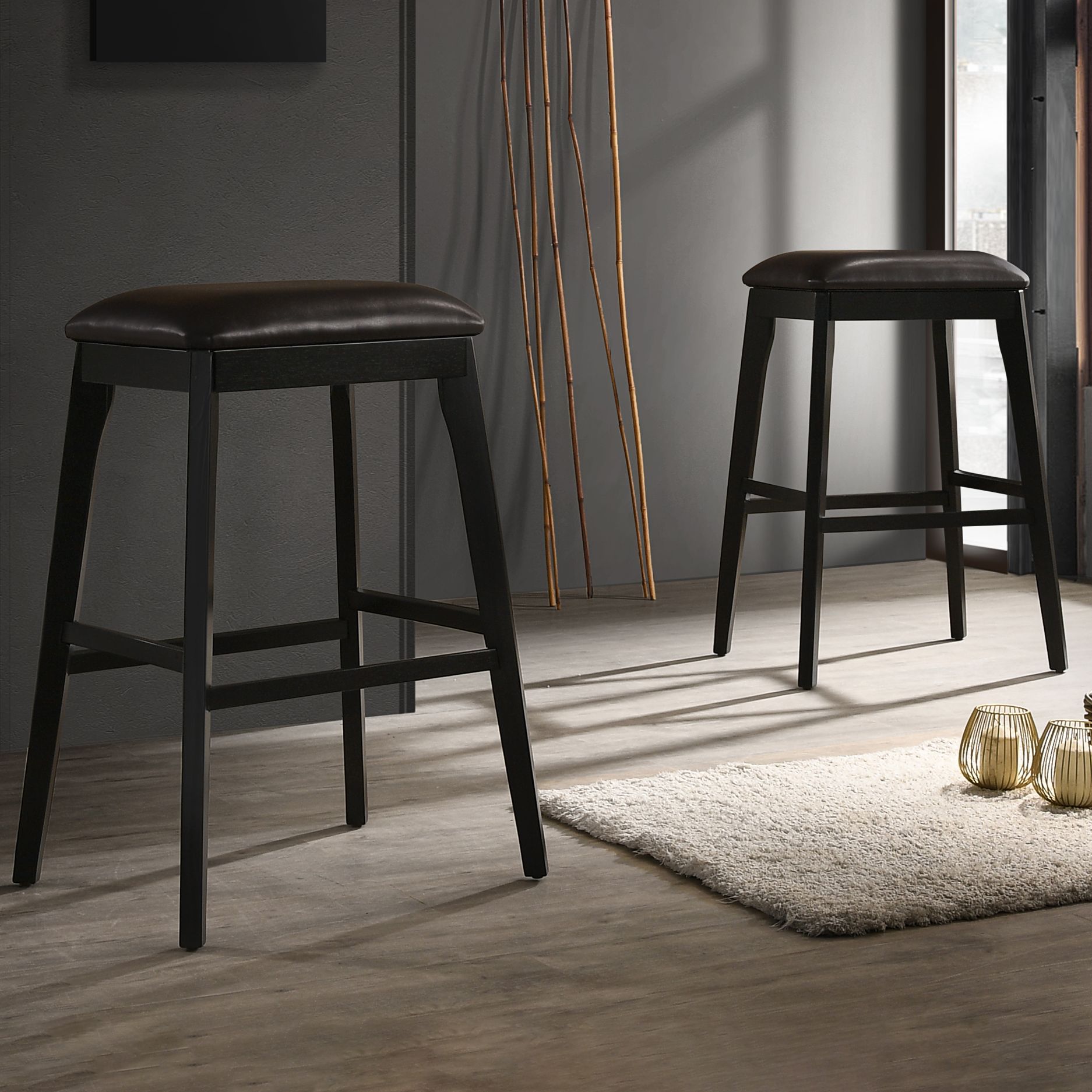 Mirella 30" Brown Leatherette Bar Stools Set of 2 - #211H0 | Lamps Plus