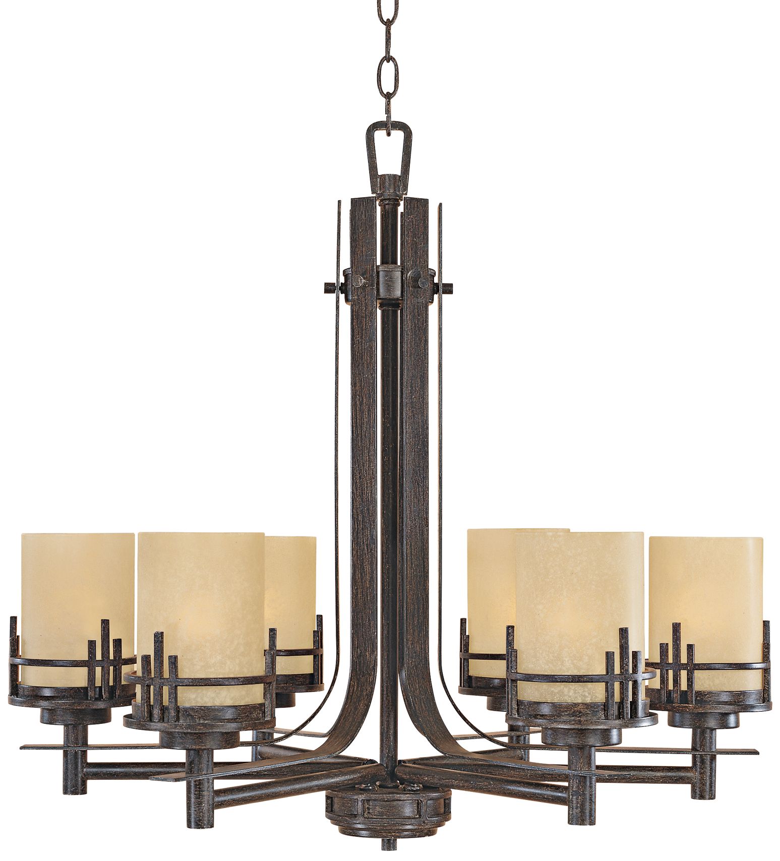 Mission Ridge Warm Mahogany 6-Light Chandelier - #M4355 | Lamps Plus