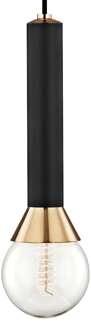 Mitzi Via 5" Wide Polished Brass and Black Mini Pendant - #47C82 ...
