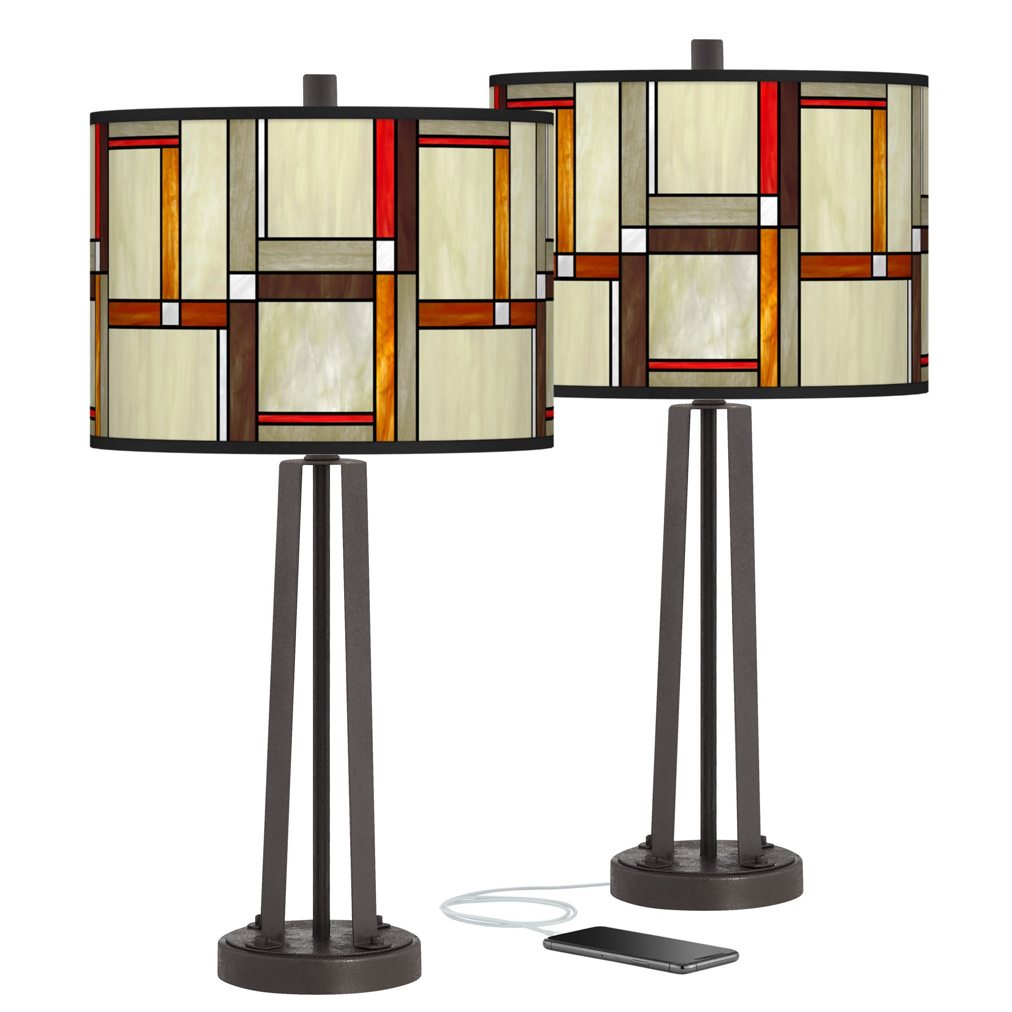 Rustic Chic Susan Dark Bronze USB Table Lamps Set of 2 - #728T1 | Lamps ...