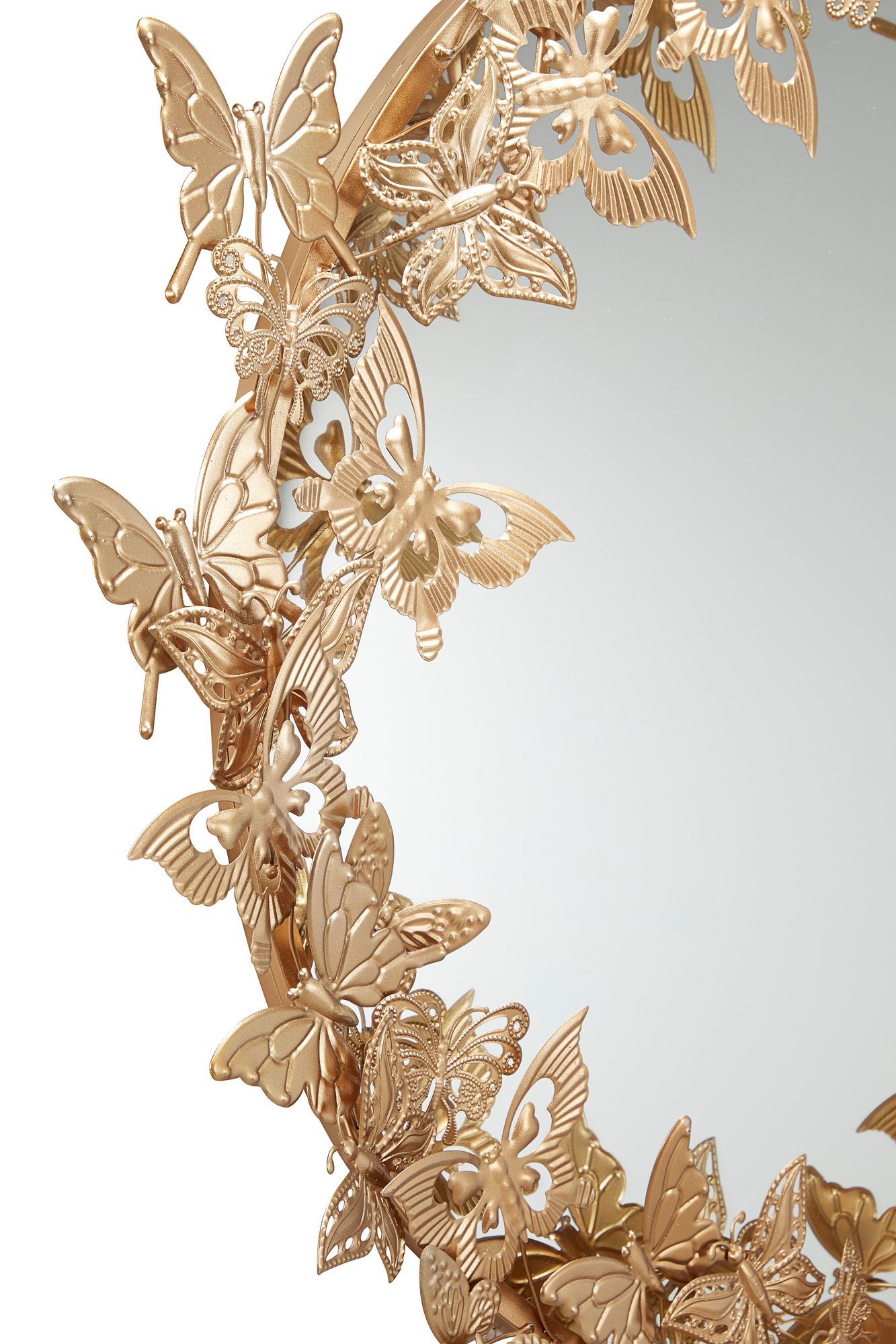Monarch Matte Gold 3D Butterflies 28" Round Wall Mirror - #690P3 ...